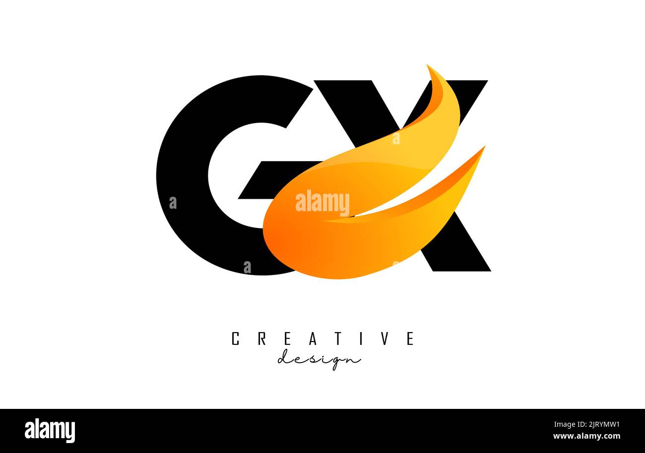 Vector illustration of abstract letters GX g x with fire flames and Orange Swoosh design ...