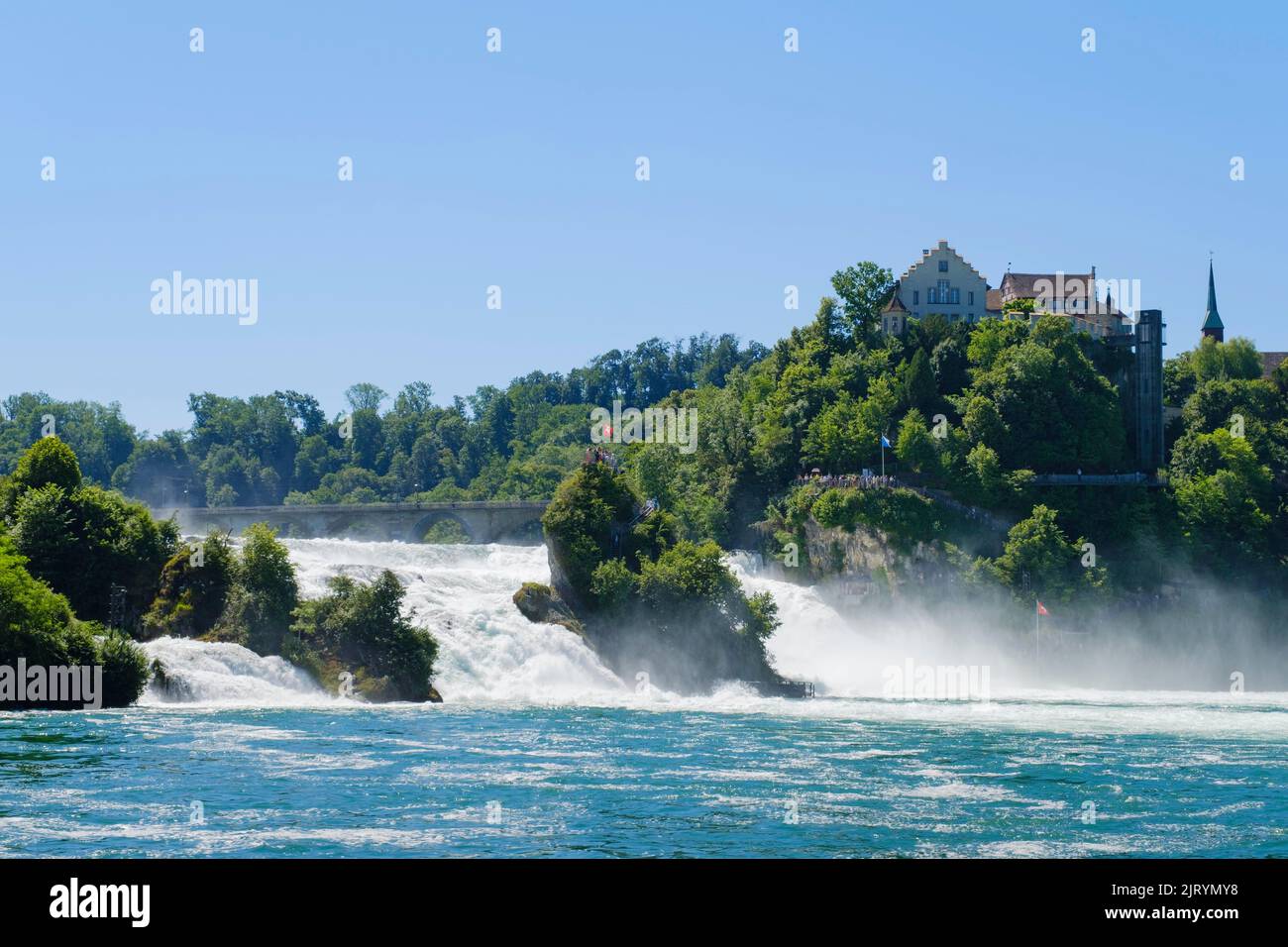 Viewing rock in the Rhine Falls, Laufen Castle in the back ...