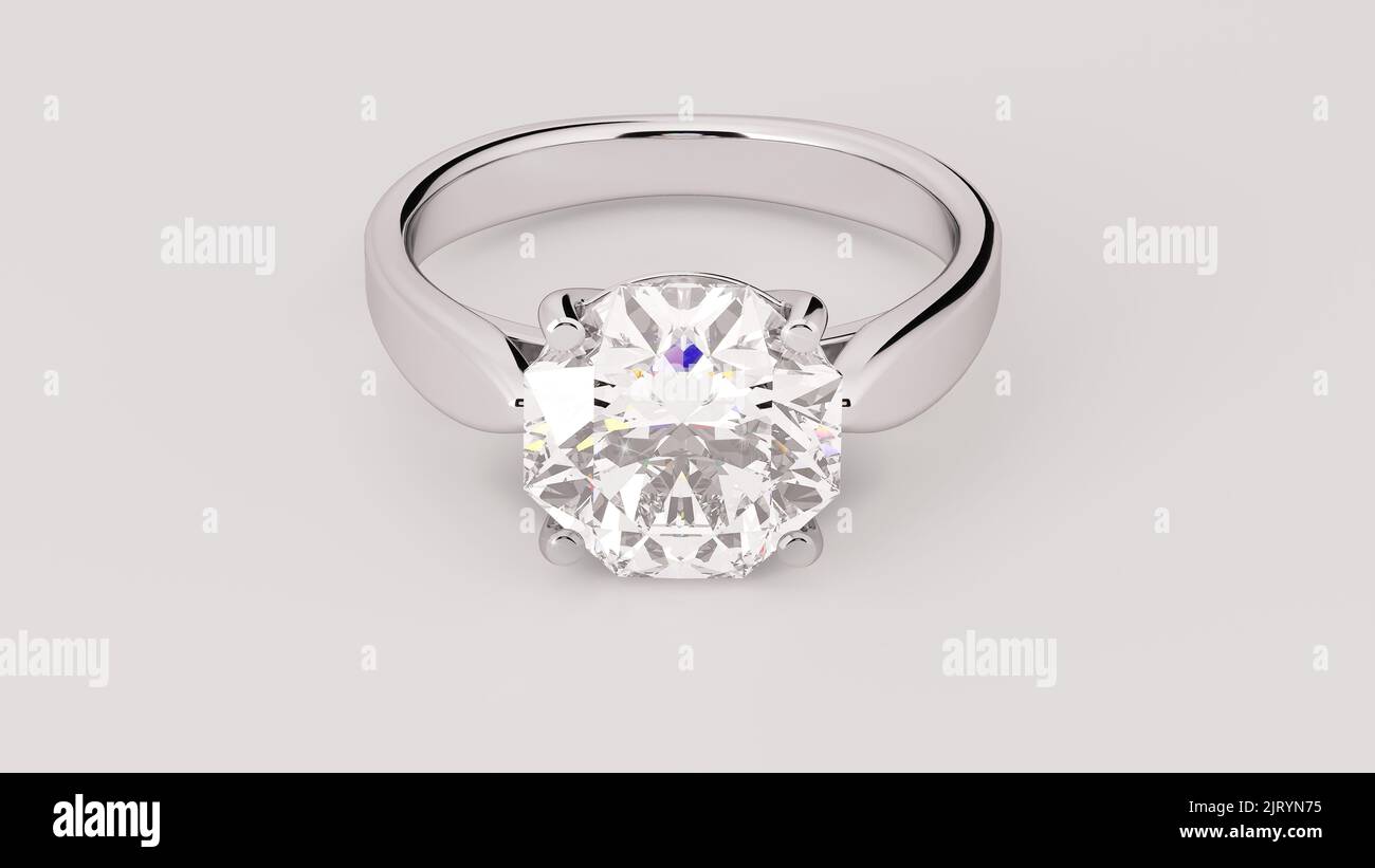 The close-up view of a diamond proposal ring isolated on the white ...
