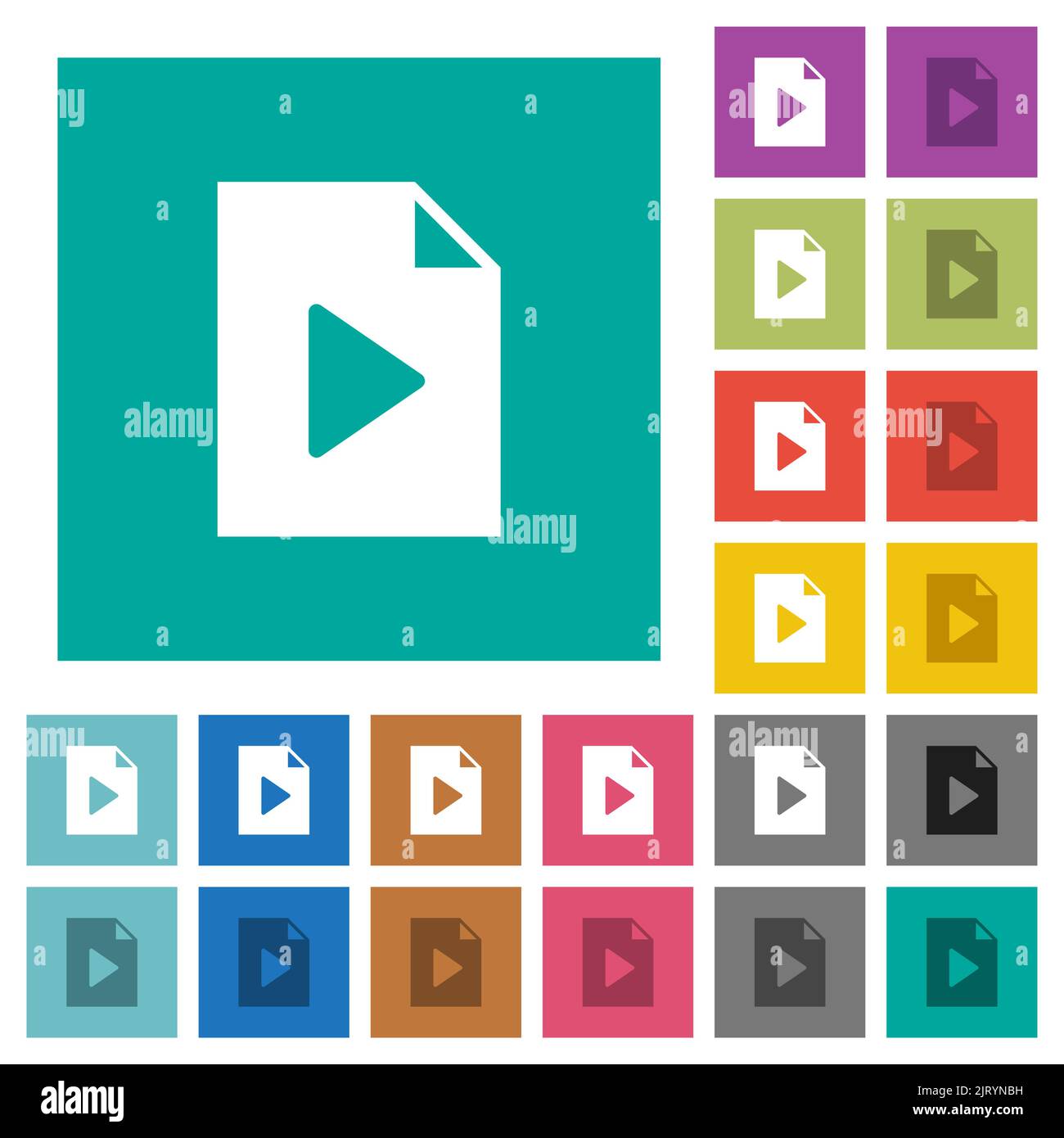 Playlist solid multi colored flat icons on plain square backgrounds ...