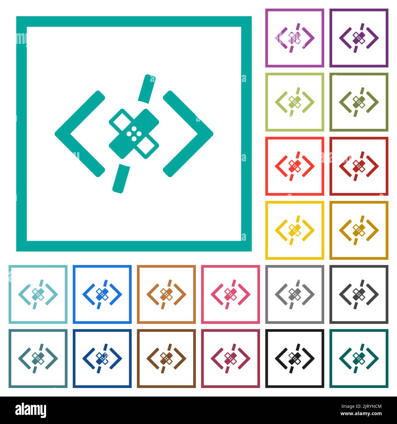Software patch flat color icons with quadrant frames on white ...
