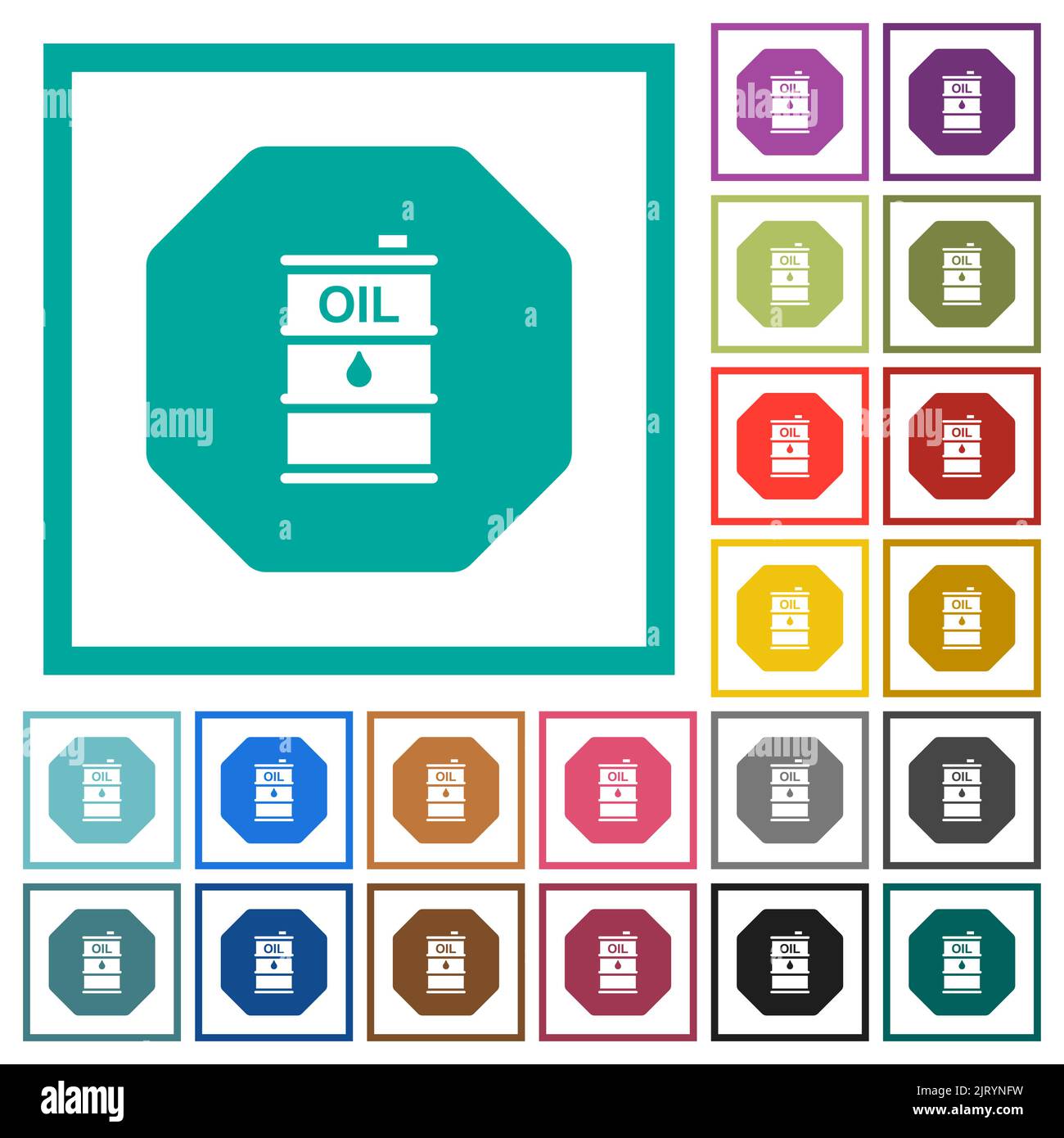 Octagon shaped crude oil sanction sign solid flat color icons with ...