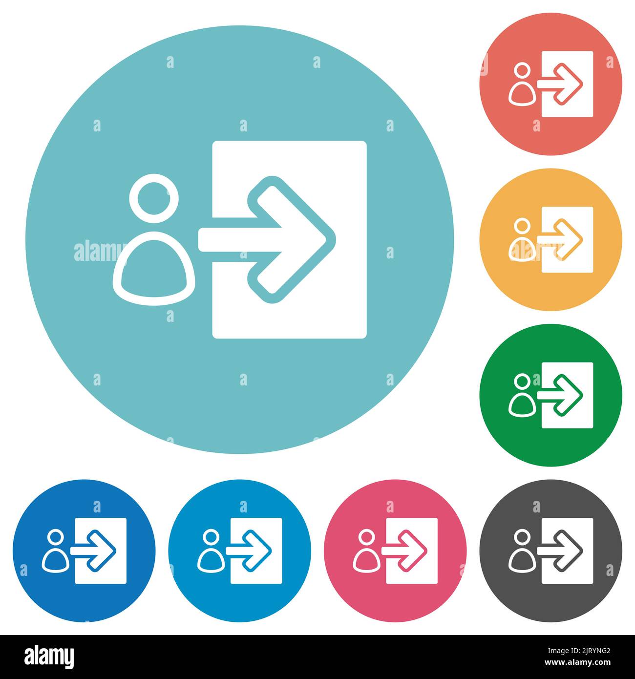 User login alternate flat white icons on round color backgrounds Stock ...