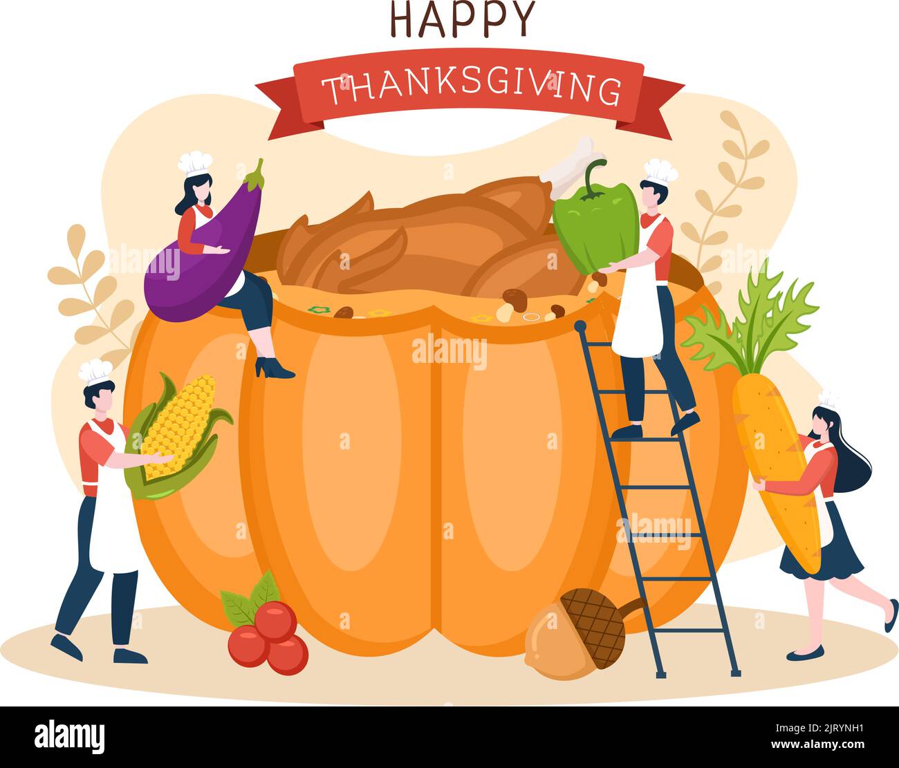 Happy Thanksgiving Celebration Template Hand Drawn Cartoon Flat ...