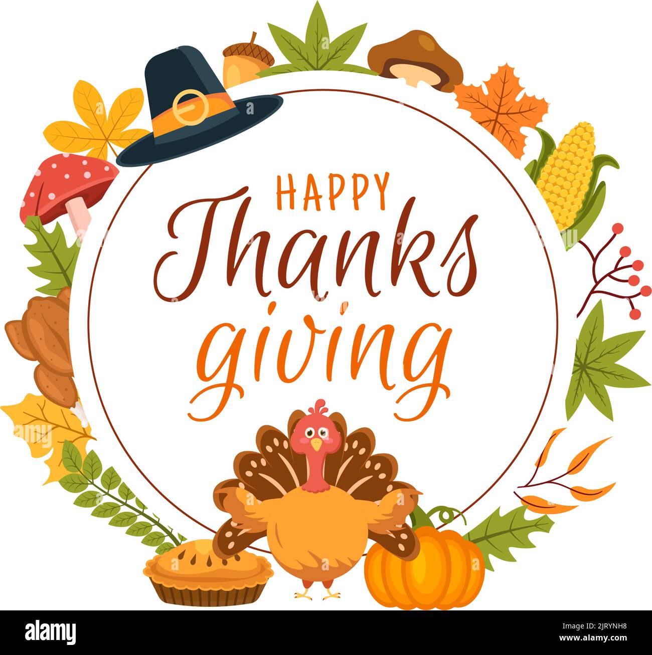 Happy Thanksgiving Celebration Template Hand Drawn Cartoon Flat ...