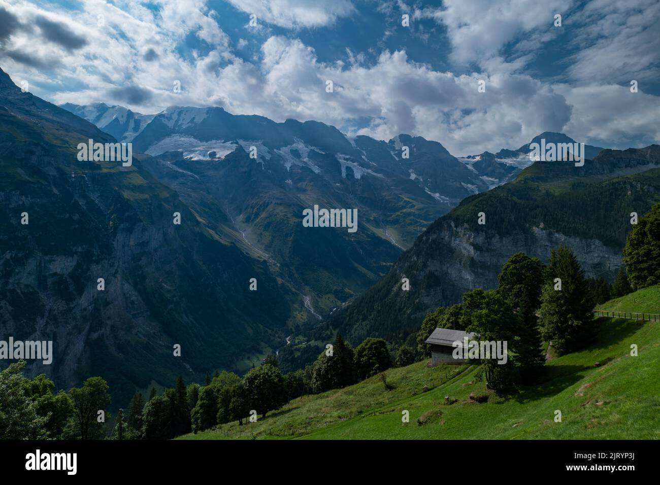 Trekking to Murren, Swiss alps Stock Photo - Alamy