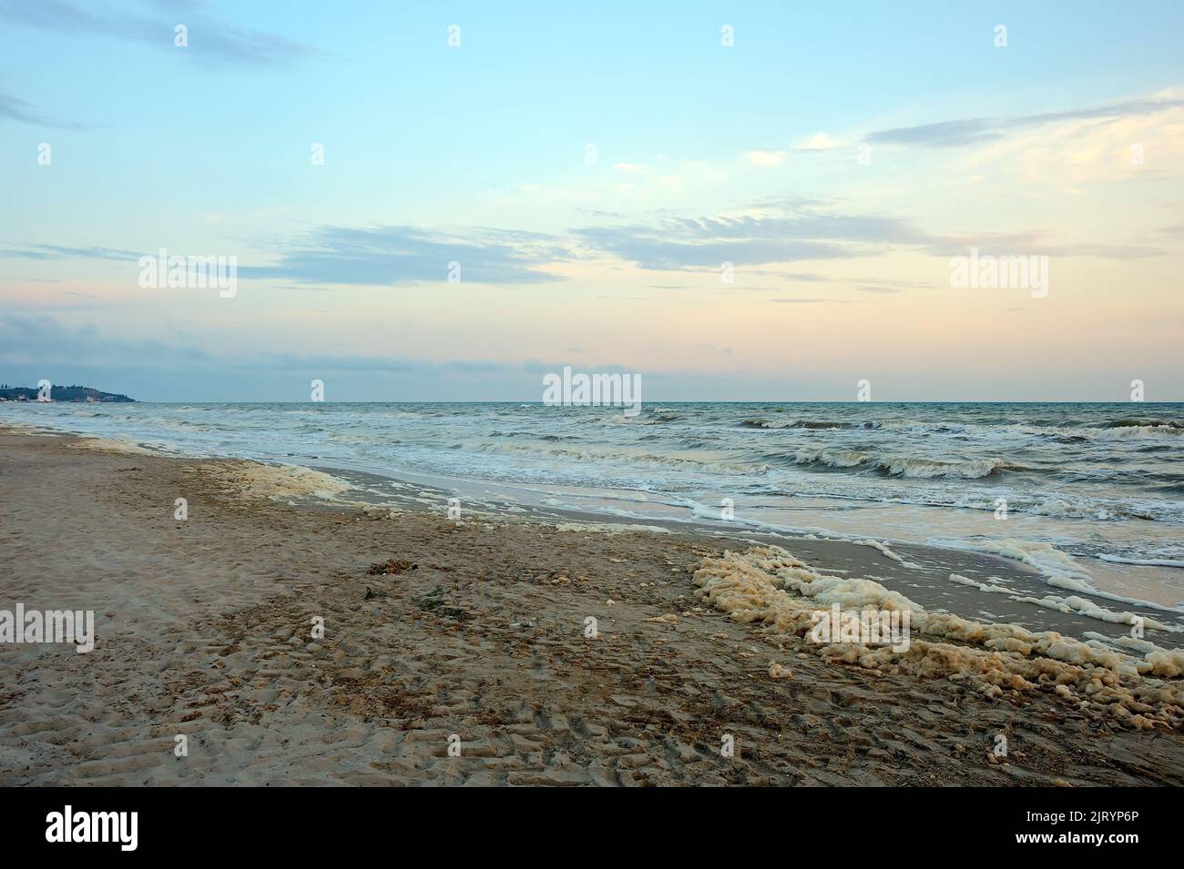 End of vacation season at Koblevo seaside at evening in Ukraine Stock ...