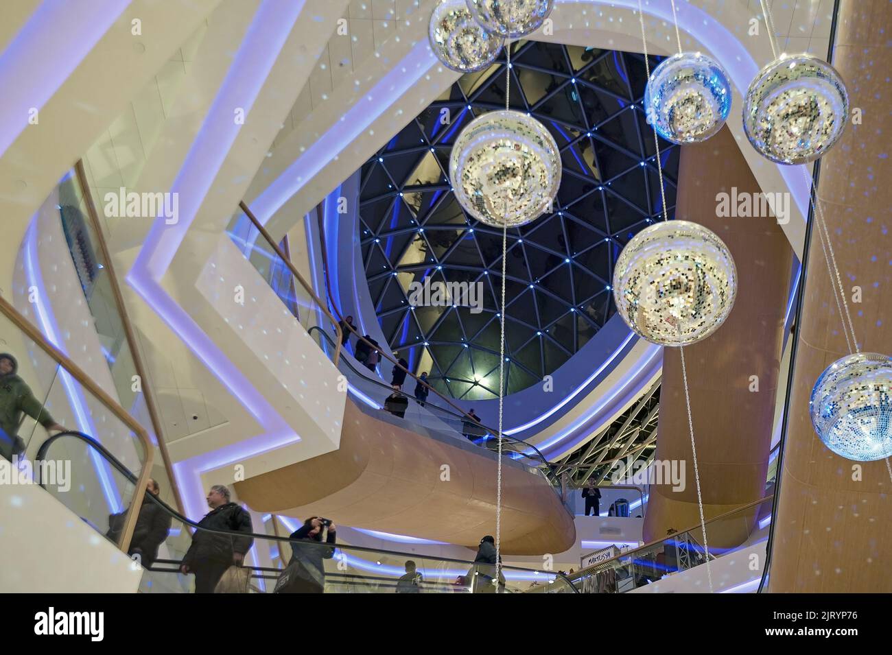 Top view of interior of TsUM (Central Universal Department Store) with ...