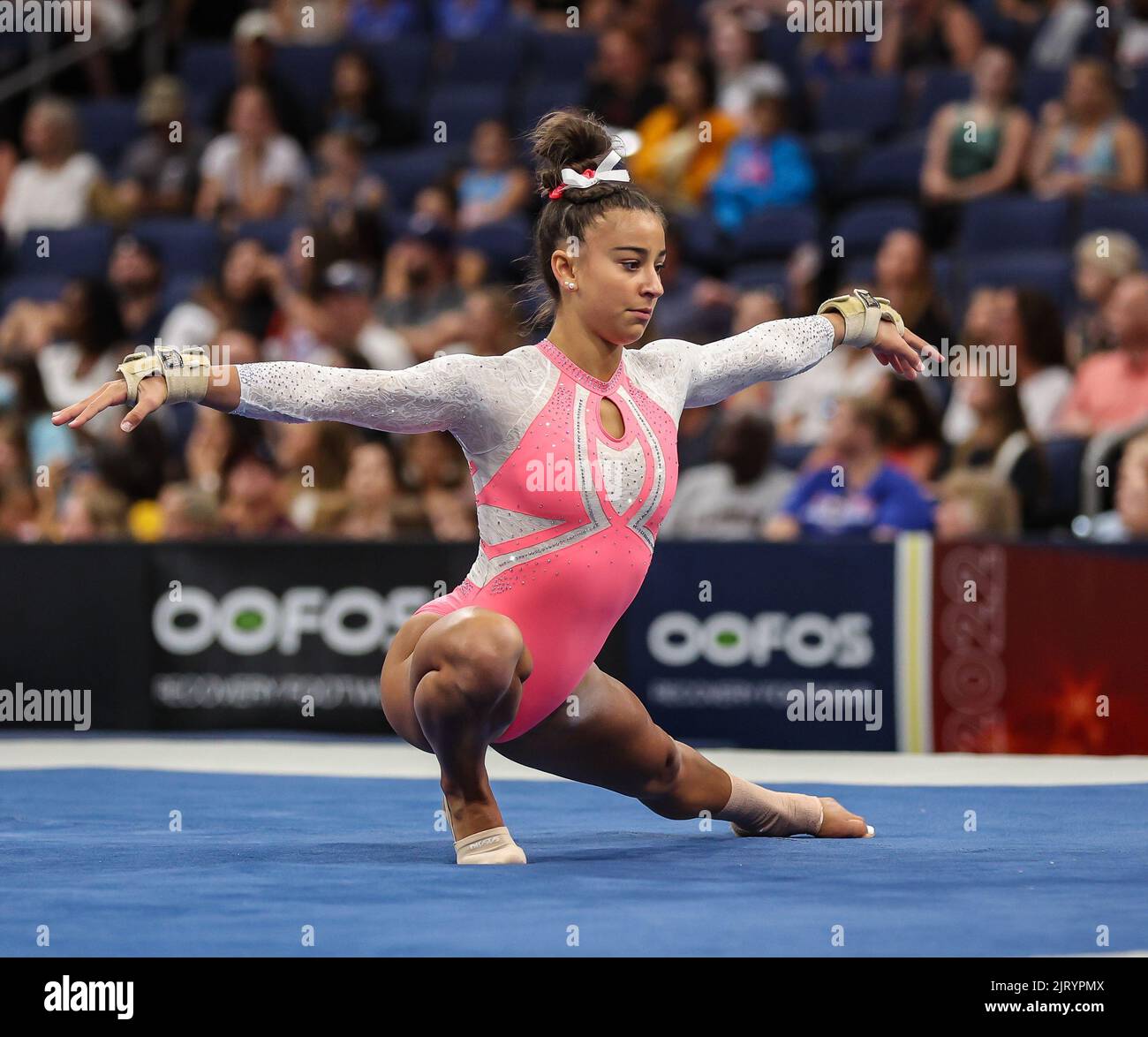 August 21, 2022: Addison Fatta of Prestige Gym competes on the floor ...