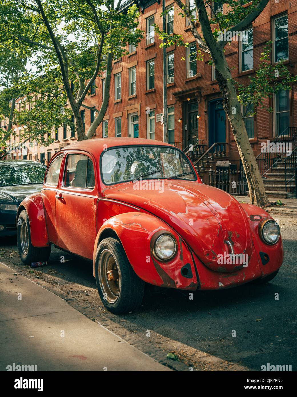 Red VW Beetle in Carroll Gardens, Brooklyn, New York Stock Photo - Alamy