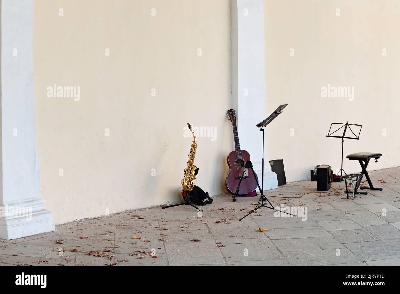 Musical instruments outside on street Stock Photo - Alamy