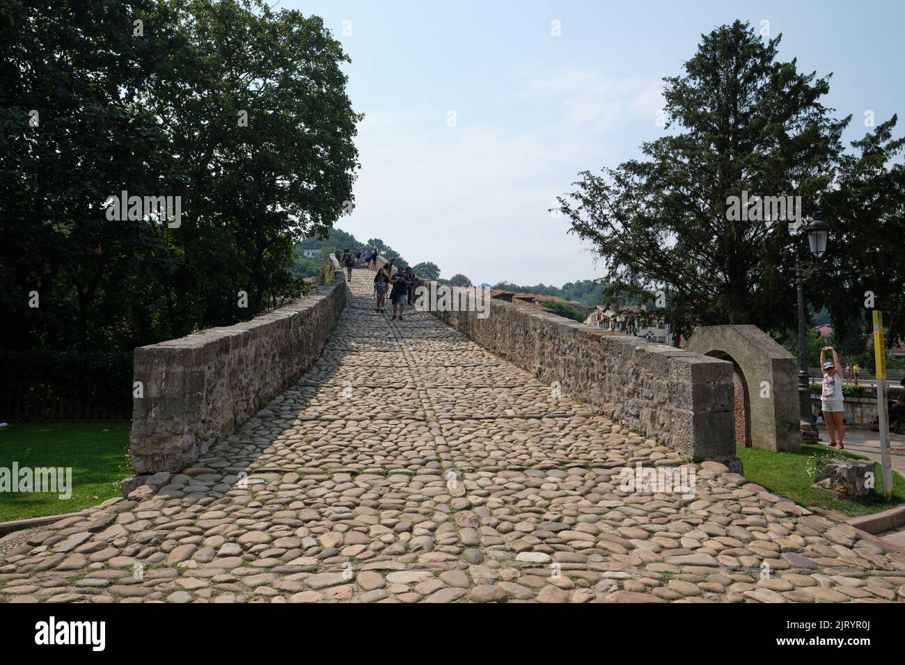 Perspective view of the Roman hump-backed bridge on the Sella River ...