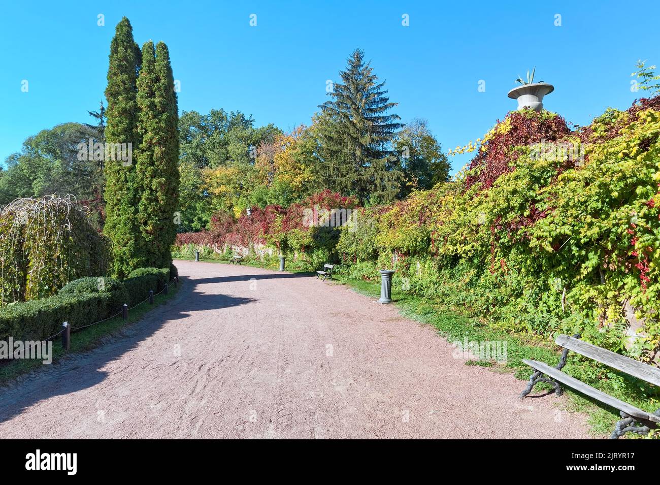 Scene of Sofiyivsky Park aka Sofiyivka arboretum of Uman city in ...