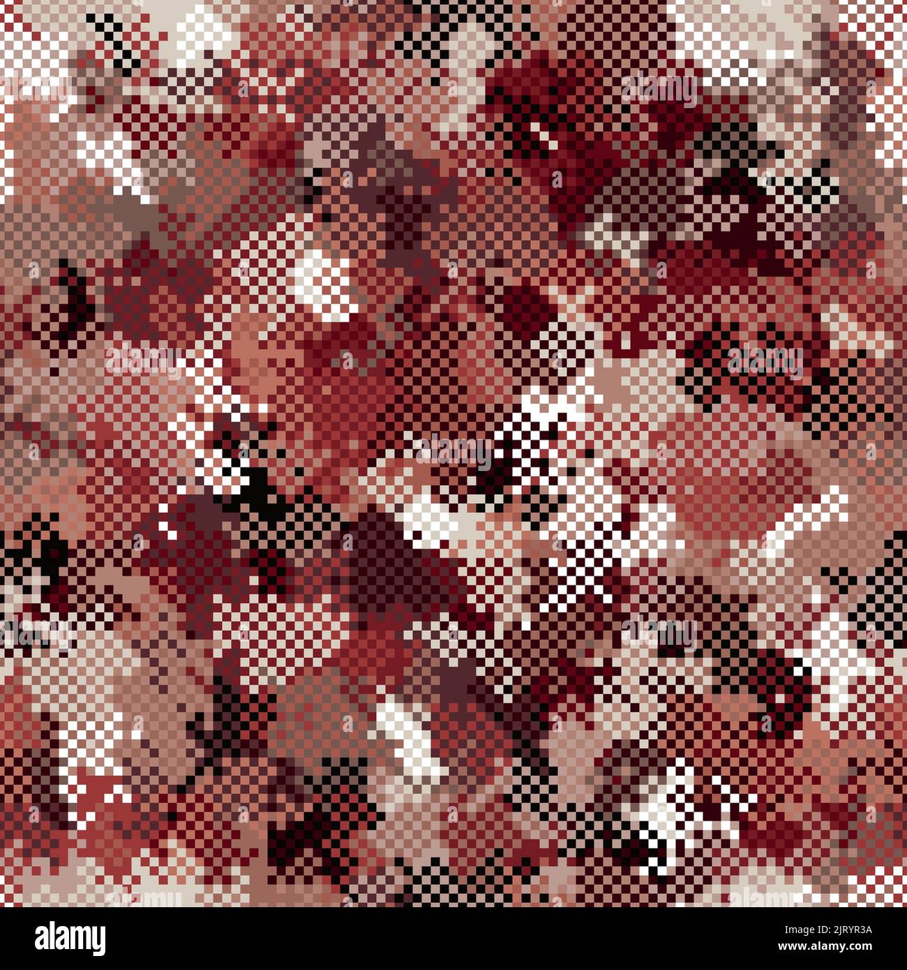 Abstract red rust urban pixel motif geometric brushed texture ...