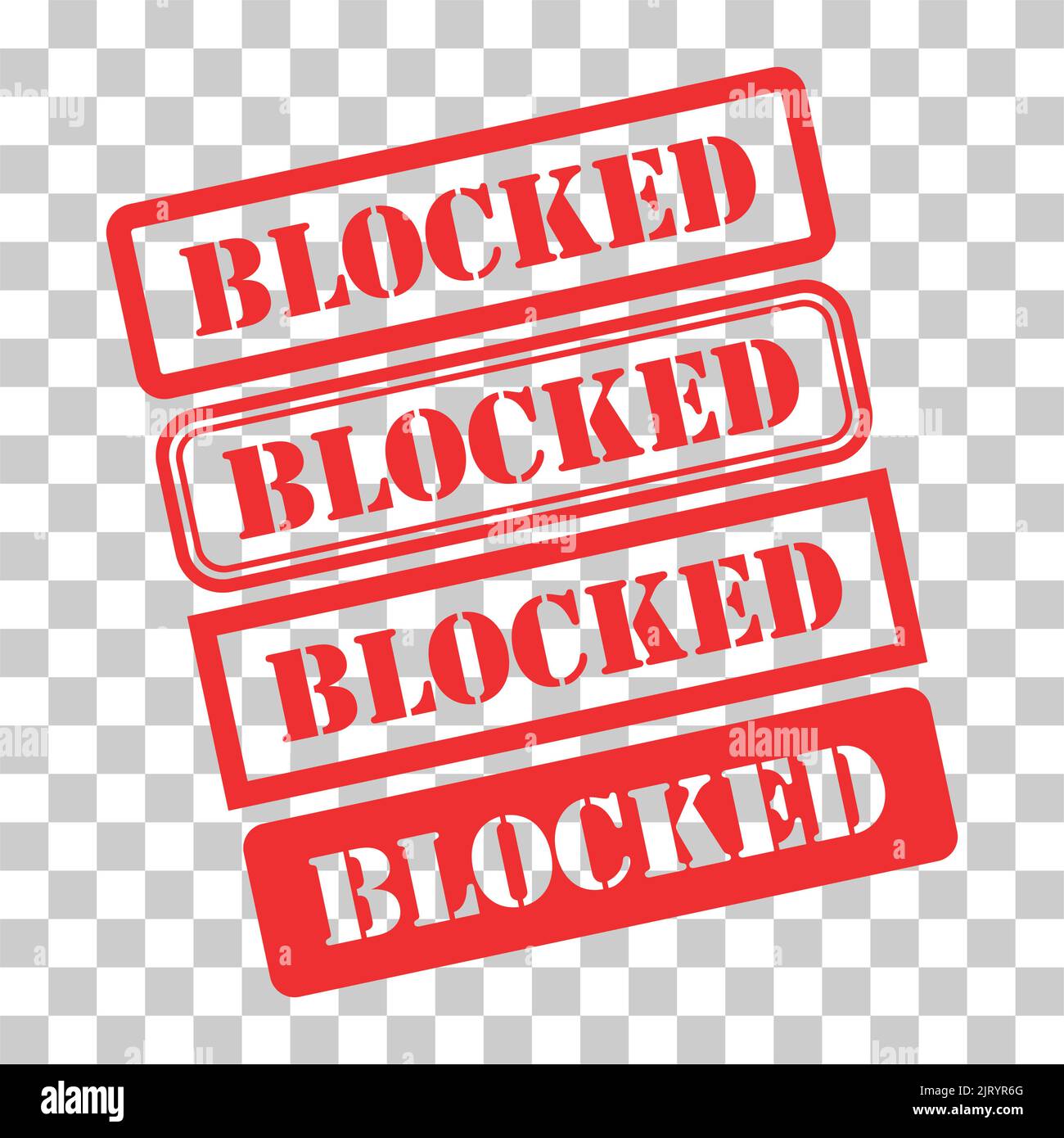 Set of Blocked stamp symbol, label sticker sign button, text banner ...