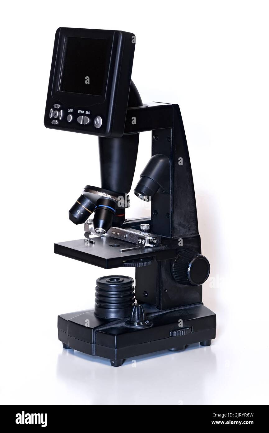 Electron microscope with display isolated on white background Stock ...