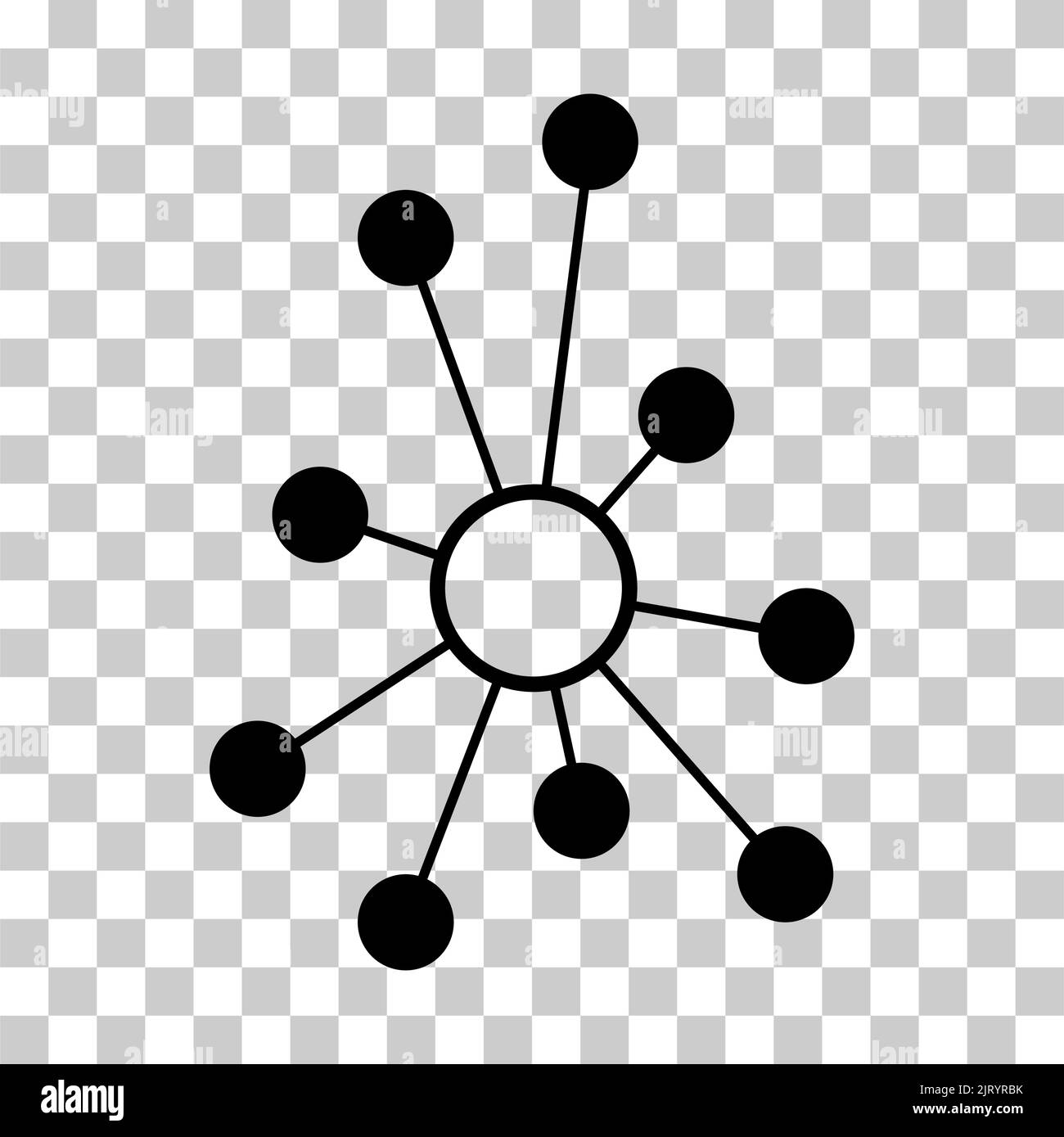 Hub Flat Network Icon Connect Structure Vector Symbol Isolated Background Technology System