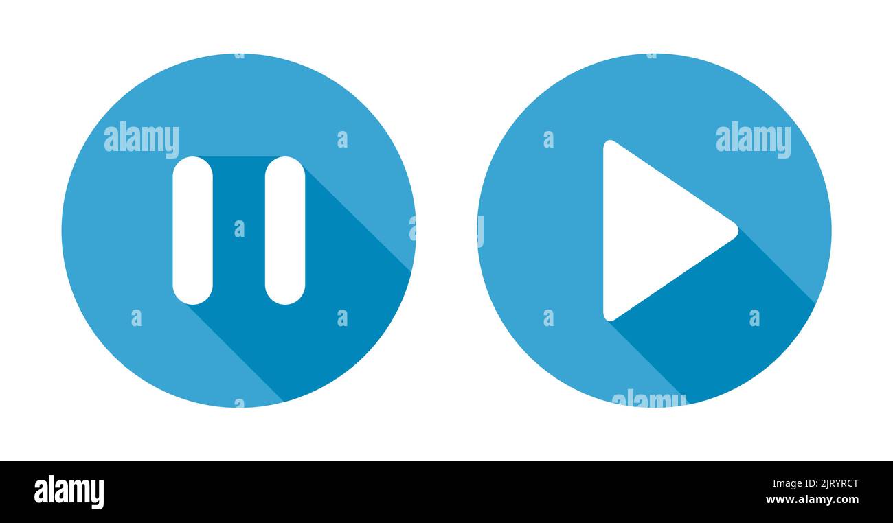 Set of Stop, pause and play icon, interface media button, internet ...