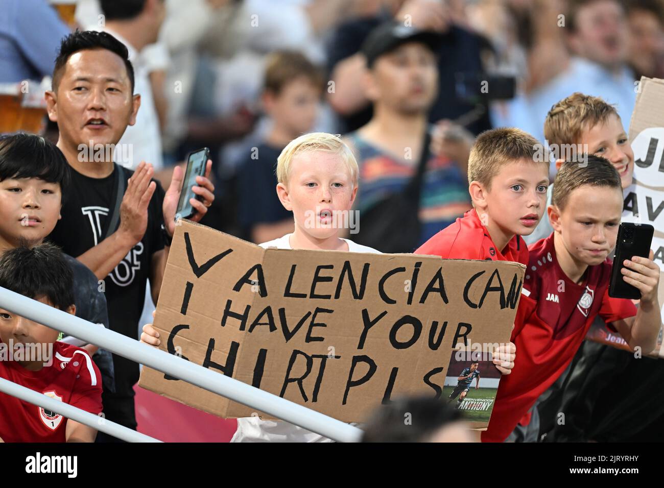 ANTWERP - supporter of Anthony Valencia of Royal Antwerp FC during the ...