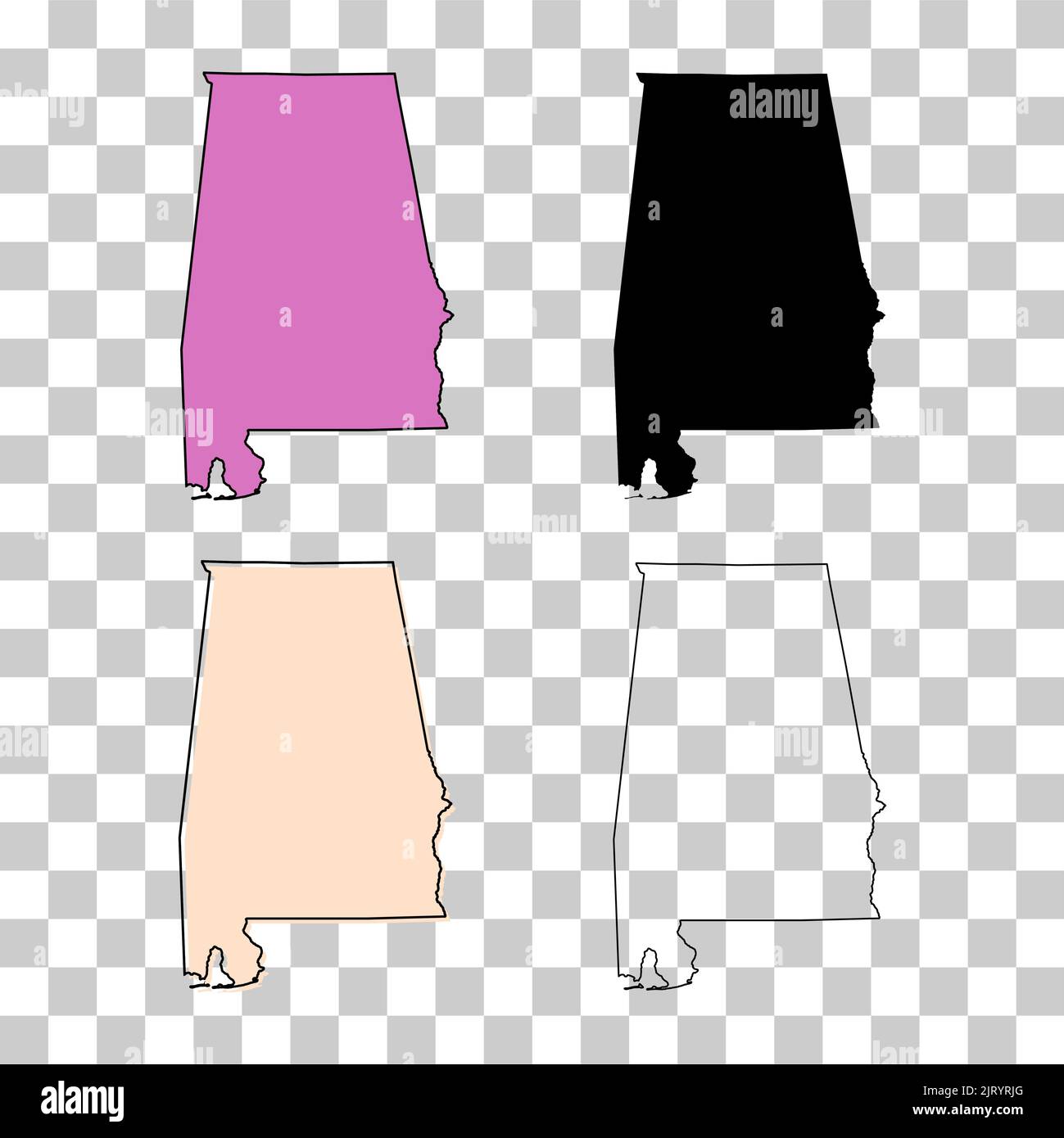 Set of Alabama shape, united states of america. Flat concept icon ...