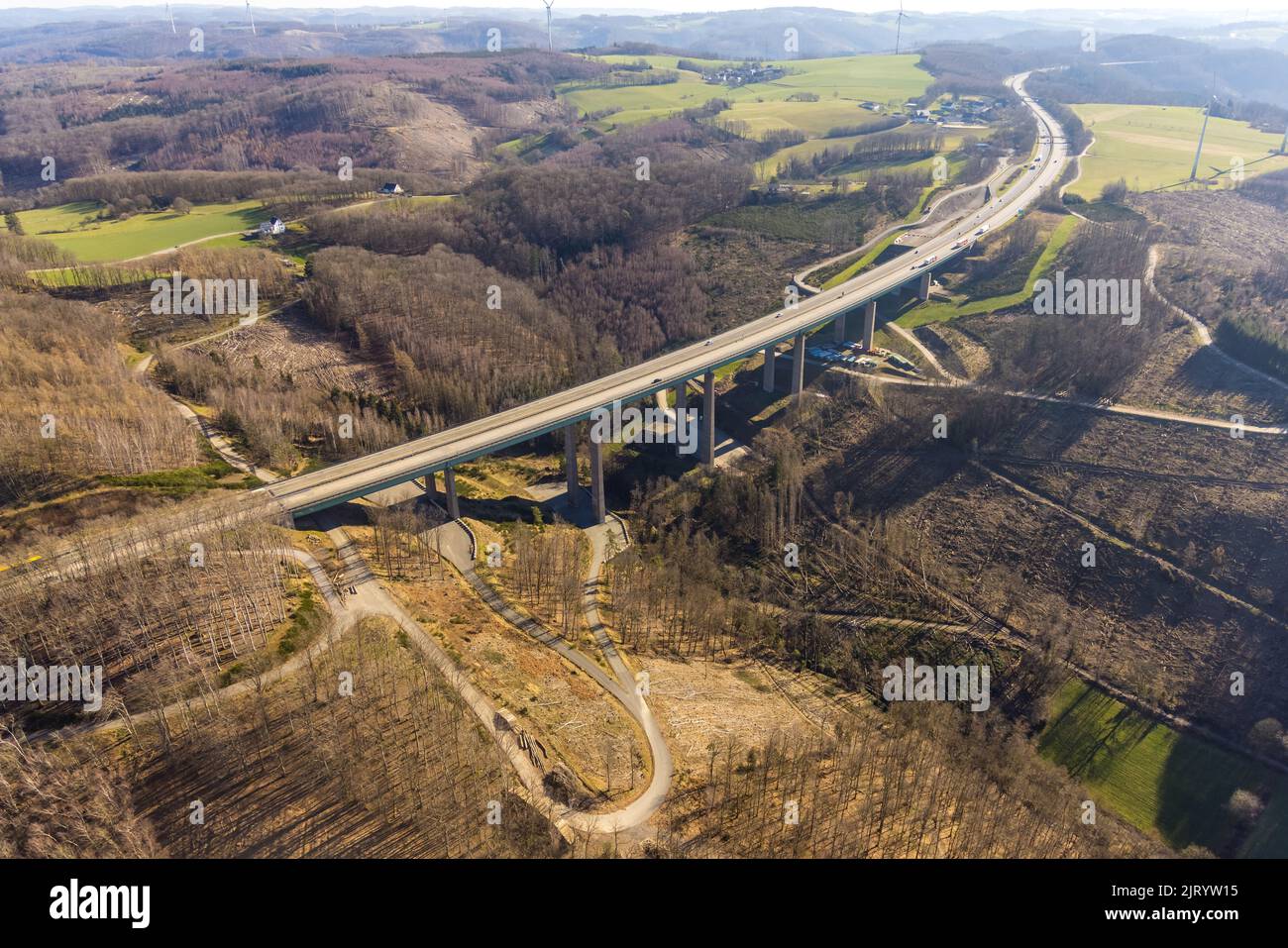 Freeway bridge valley bridge Brunsbecke of the freeway A45 ...