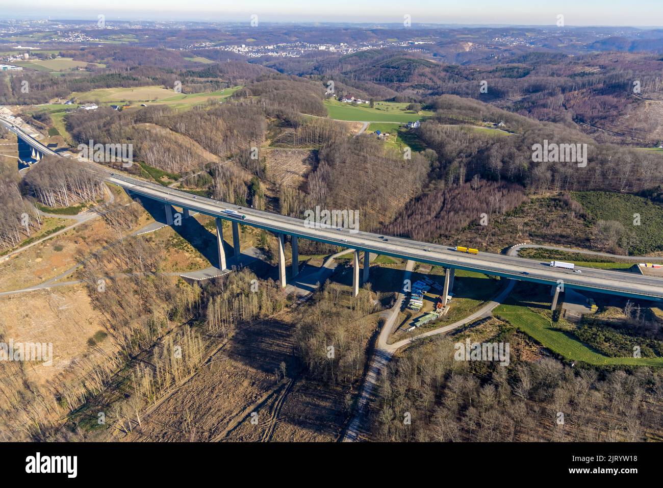 Freeway bridge valley bridge Brunsbecke of the freeway A45 ...