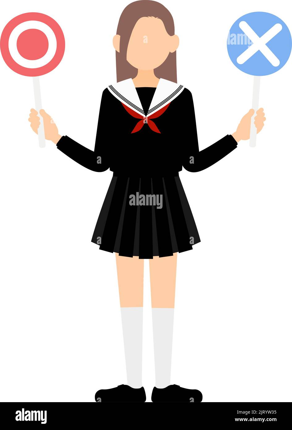 Girl wearing school sailor uniform, Have a marbled stick for answering ...