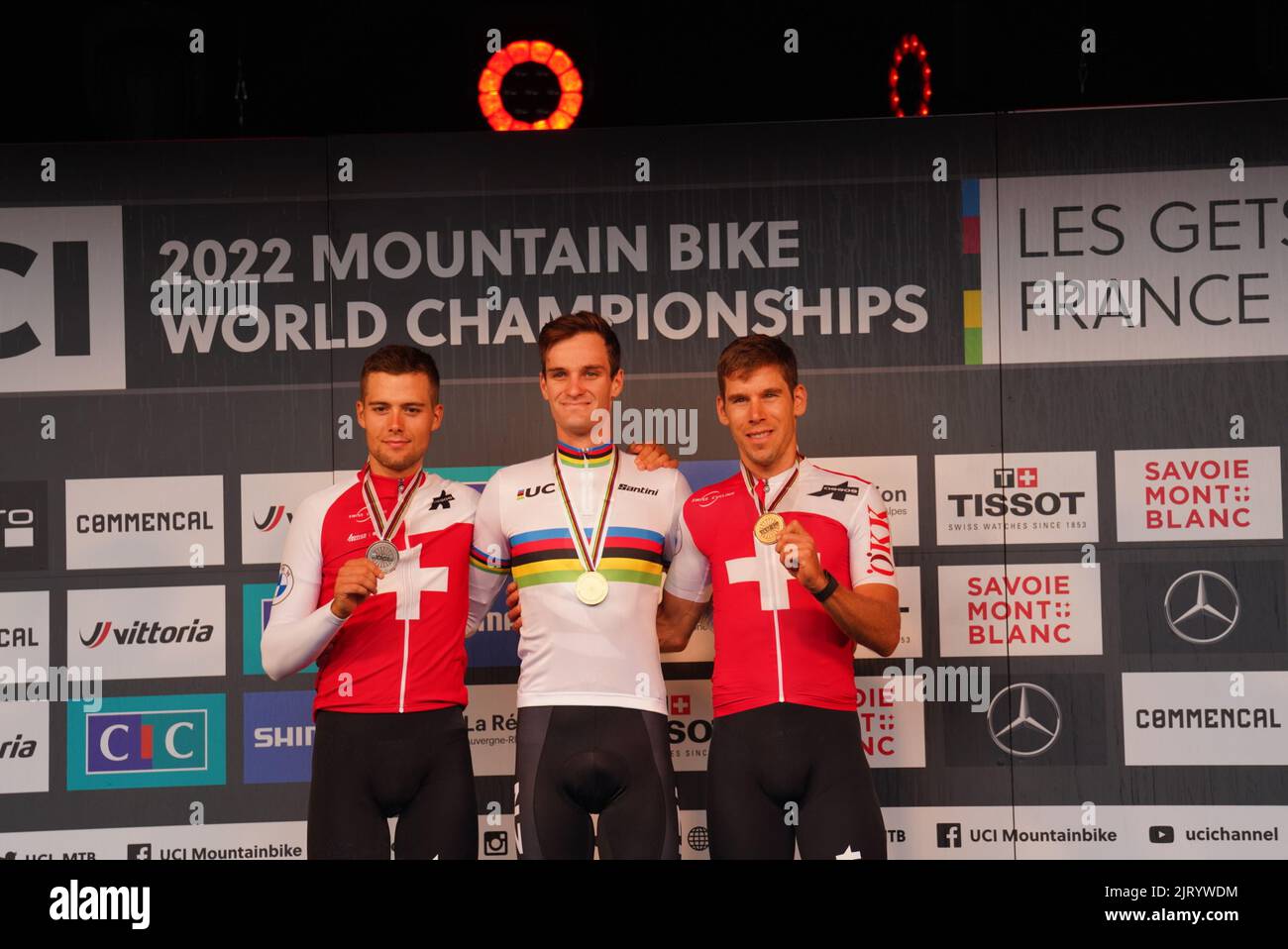 Les Gets, France. 26th Aug, 2022. GAZE Samuel, Filippo colombo and ...