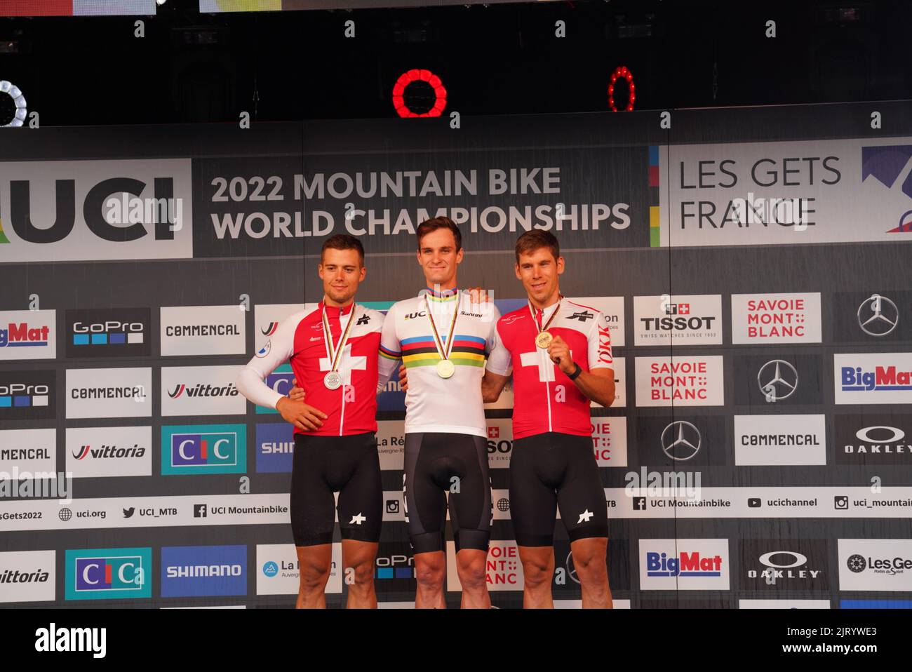 Les Gets, France. 26th Aug, 2022. GAZE Samuel, Filippo colombo and ...