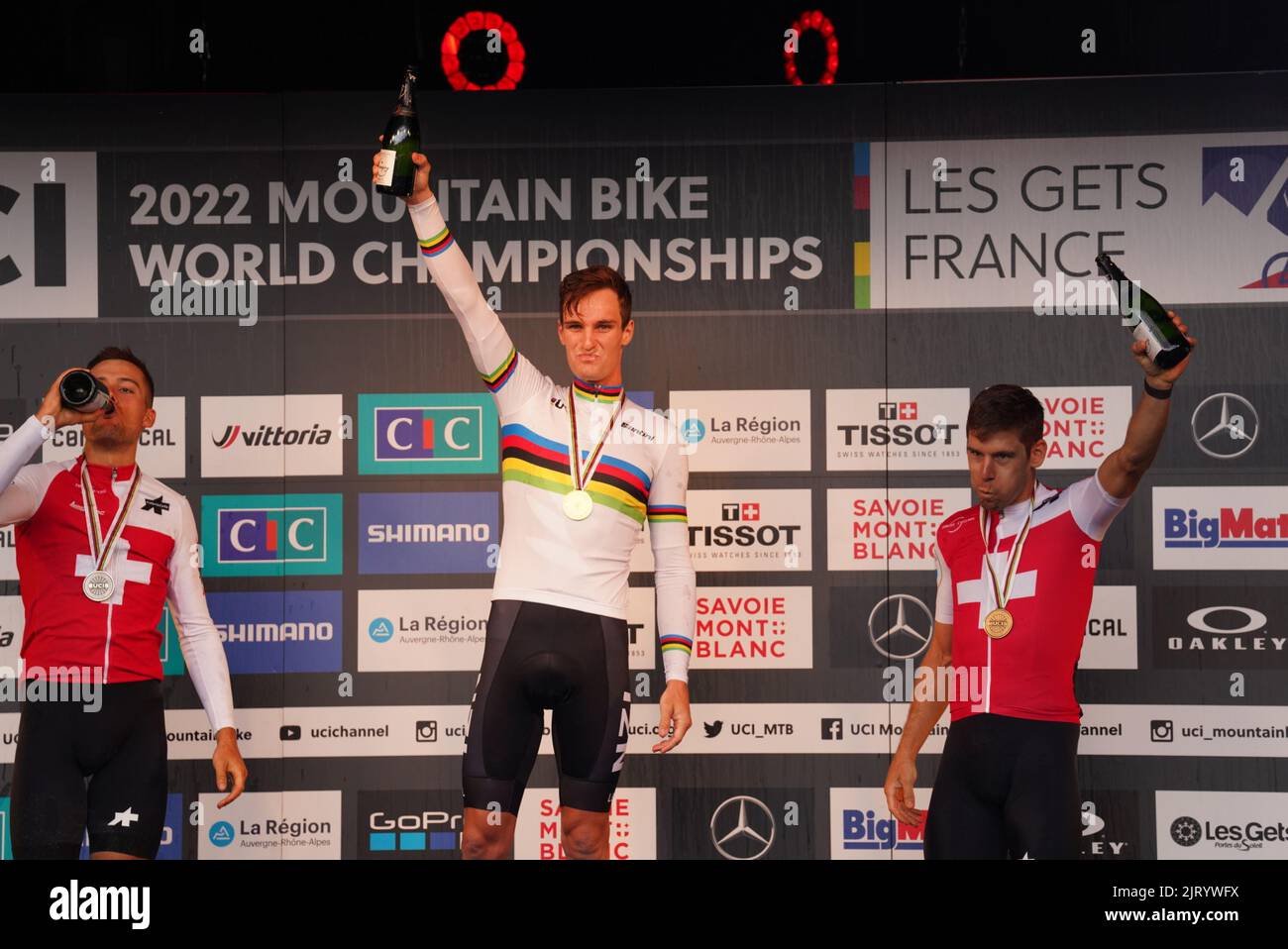 Les Gets, France. 26th Aug, 2022. GAZE Samuel, Filippo colombo and ...