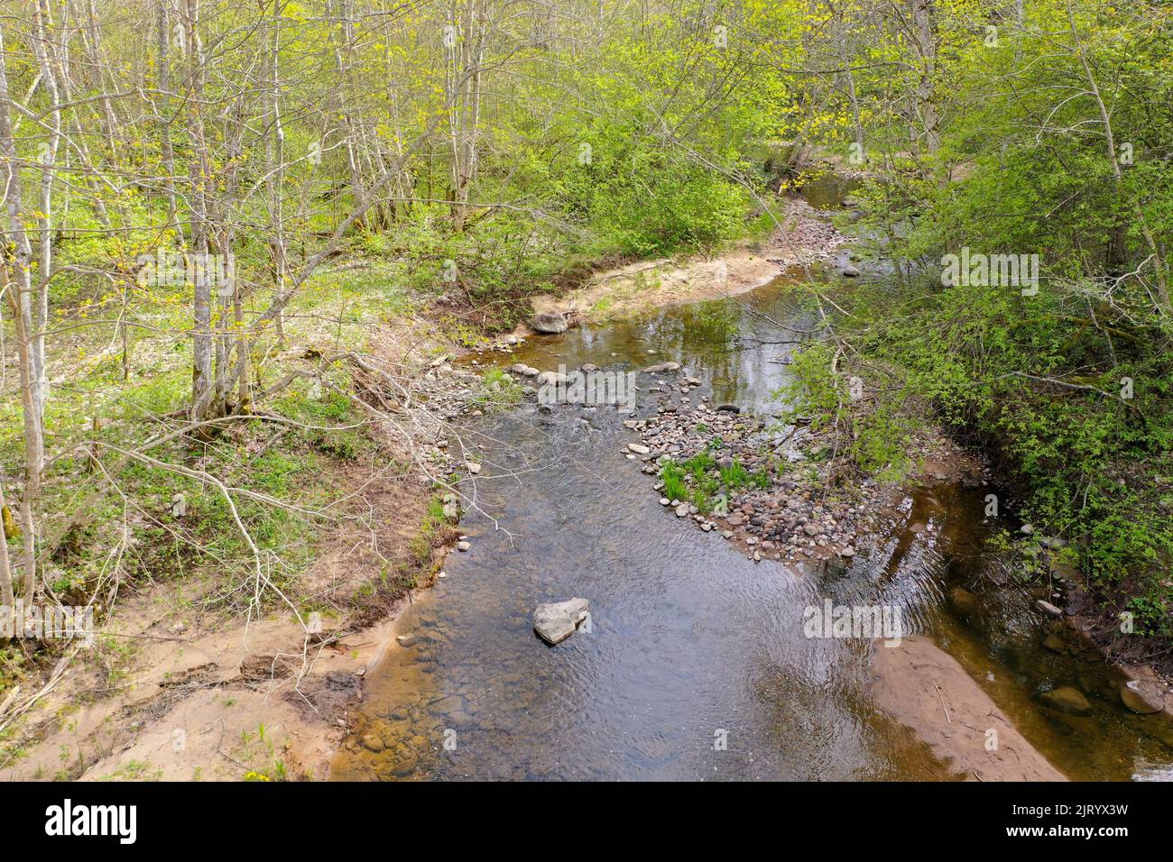 Aerial view of river in spring Stock Photo - Alamy