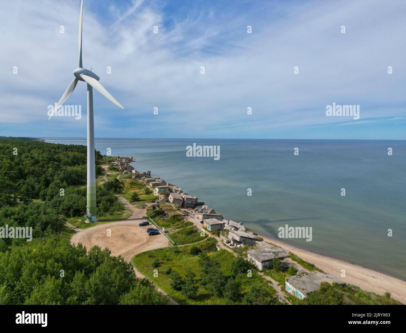 Aerial view of Liepaja Northern Forts, old abandoned fortifications at ...