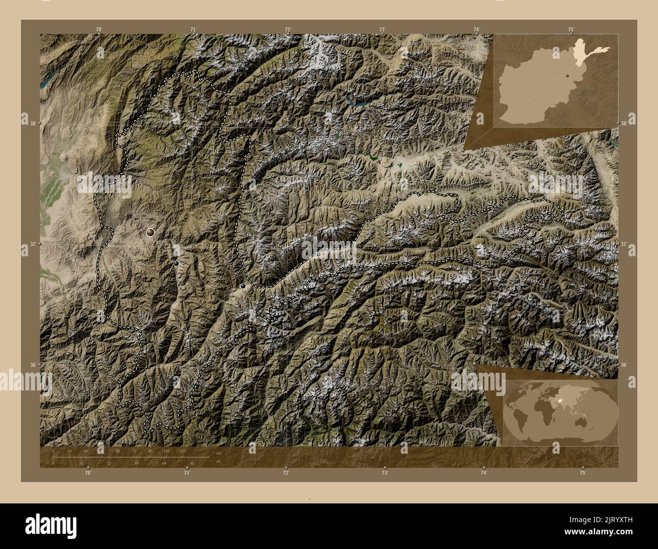 Badakhshan, province of Afghanistan. Low resolution satellite map ...