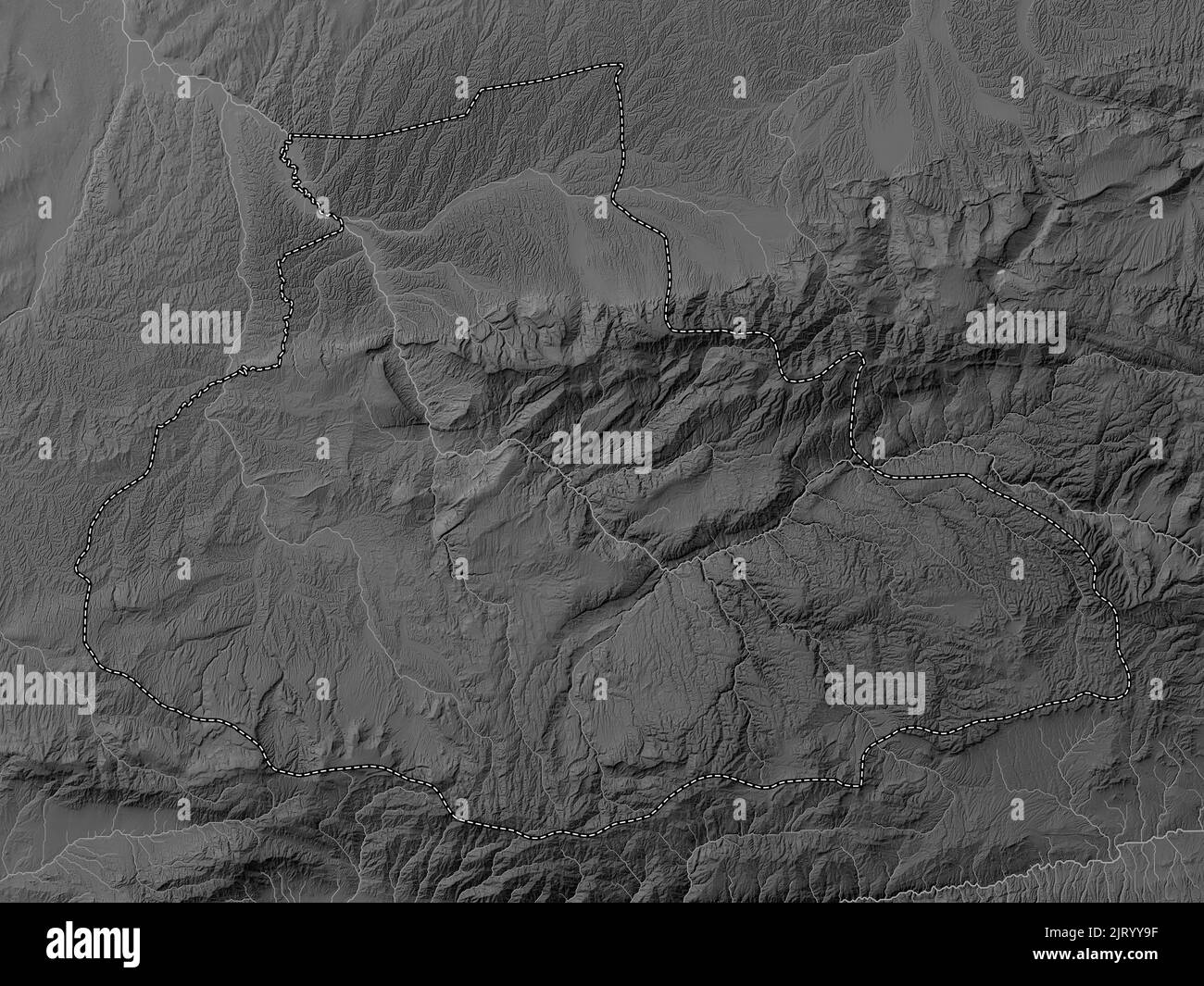Badghis, province of Afghanistan. Grayscale elevation map with lakes ...