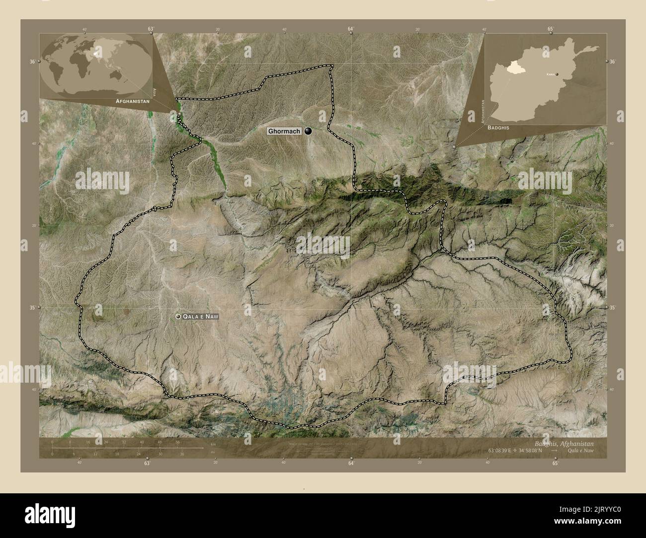 Badghis, province of Afghanistan. High resolution satellite map ...