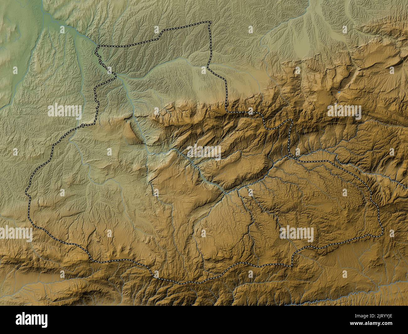 Badghis, province of Afghanistan. Colored elevation map with lakes and ...