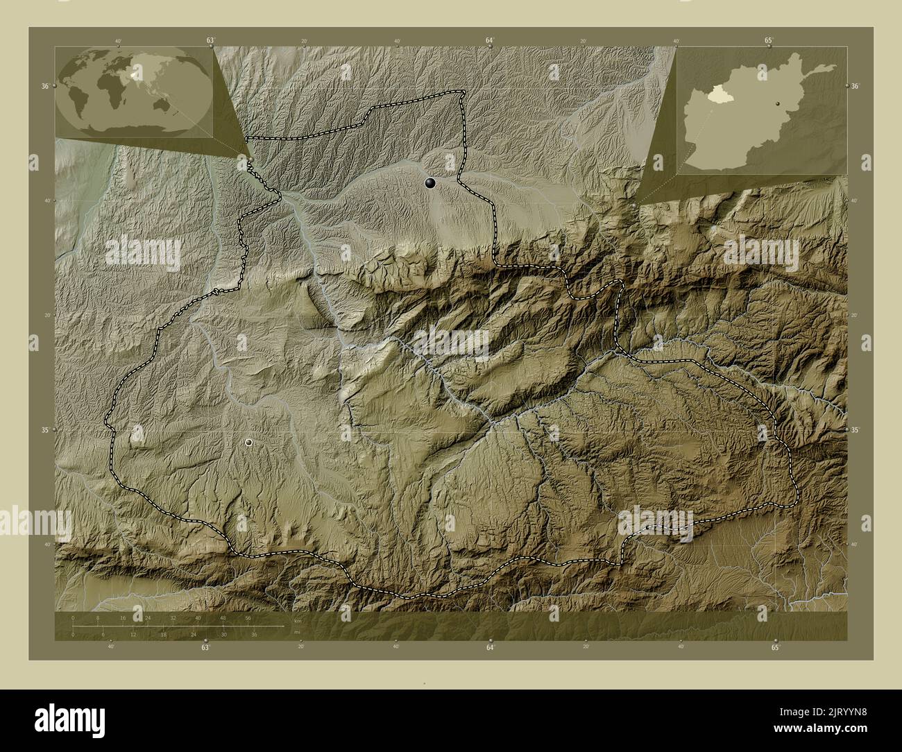 Badghis, province of Afghanistan. Elevation map colored in wiki style ...