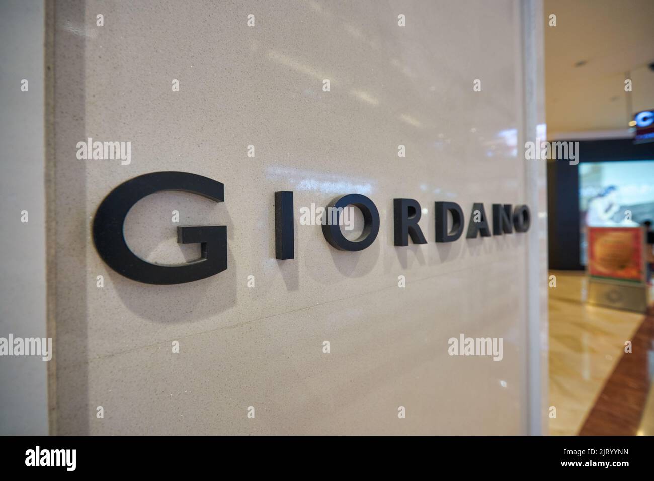 KUALA LUMPUR, MALAYSIA - CIRCA JANUARY, 2020: close up shot of Giordano ...