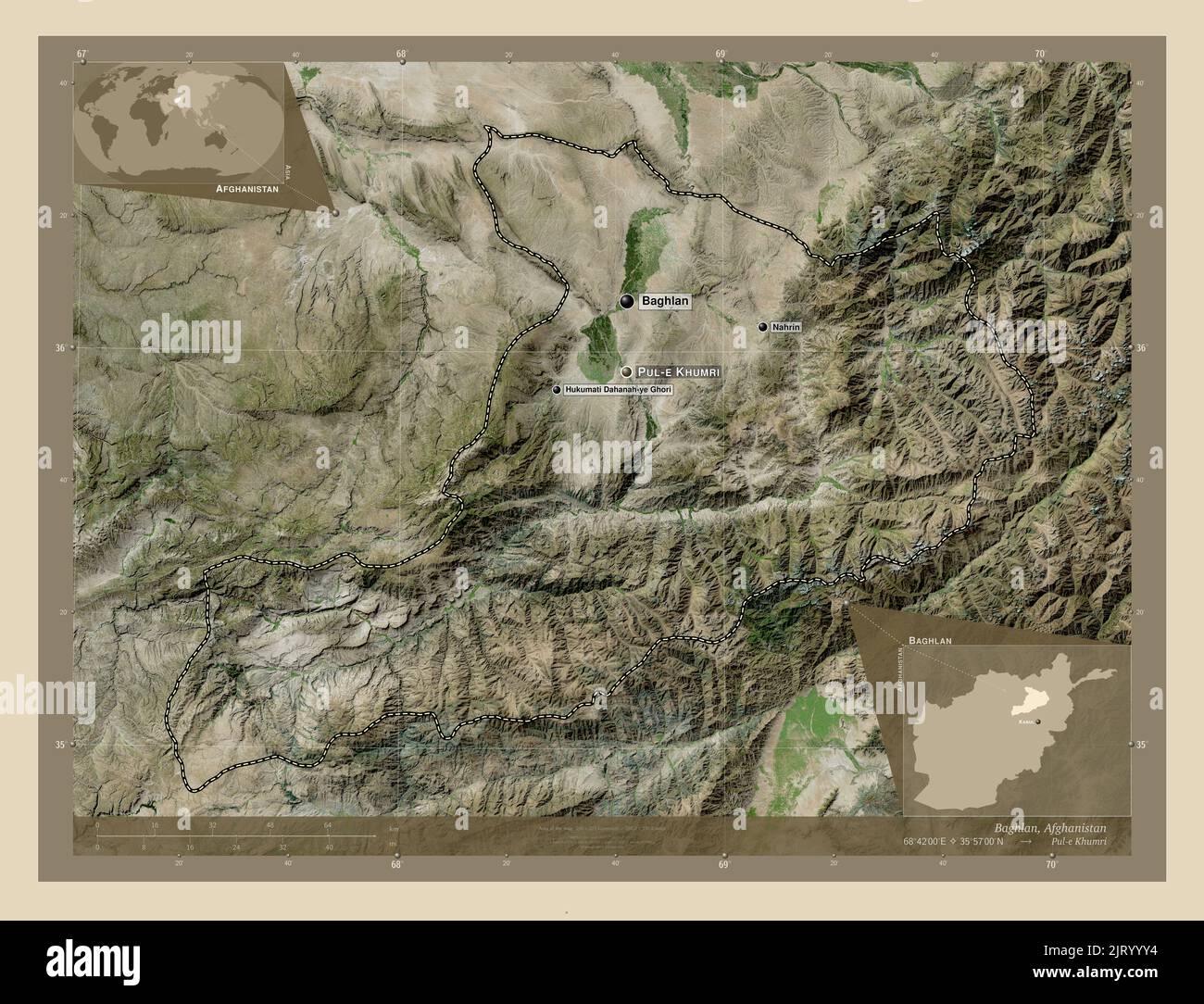 Baghlan, province of Afghanistan. High resolution satellite map ...