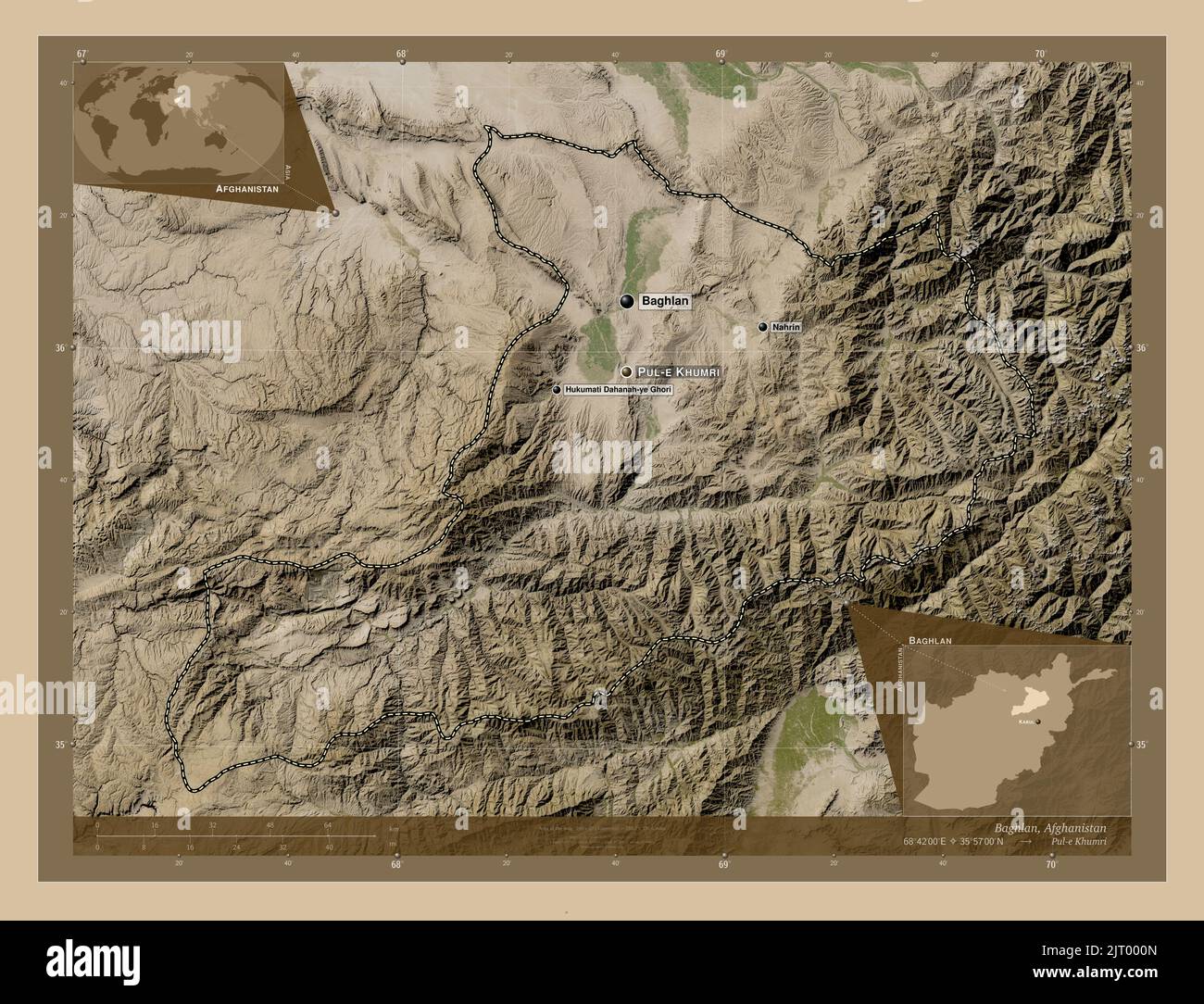 Baghlan, province of Afghanistan. Low resolution satellite map ...