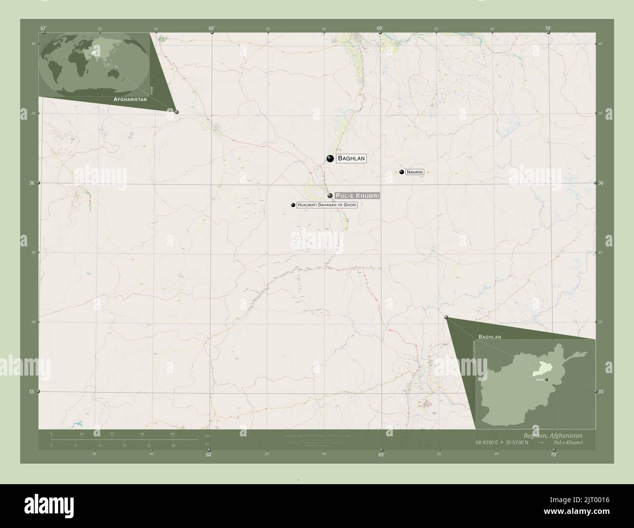 Baghlan, province of Afghanistan. Open Street Map. Locations and names ...