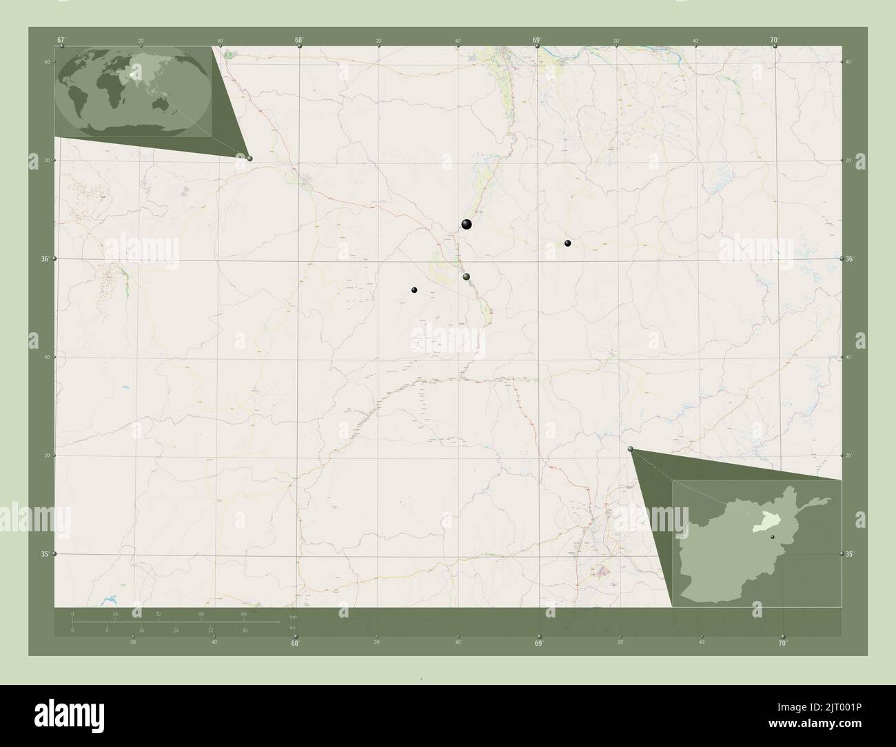 Baghlan, province of Afghanistan. Open Street Map. Locations of major ...