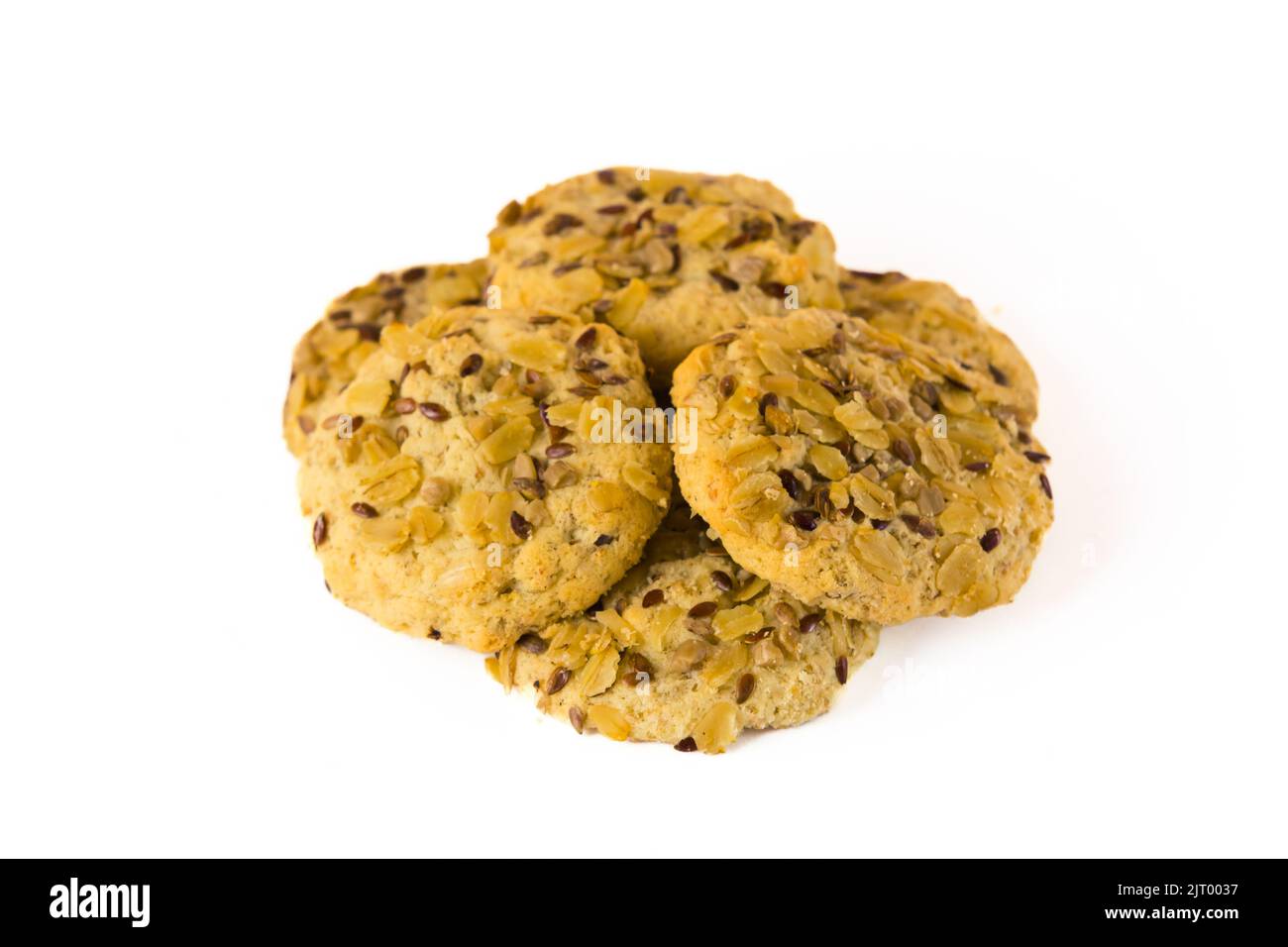 Baking concept. Freshly made healthy organic buttery cookies with seeds ...