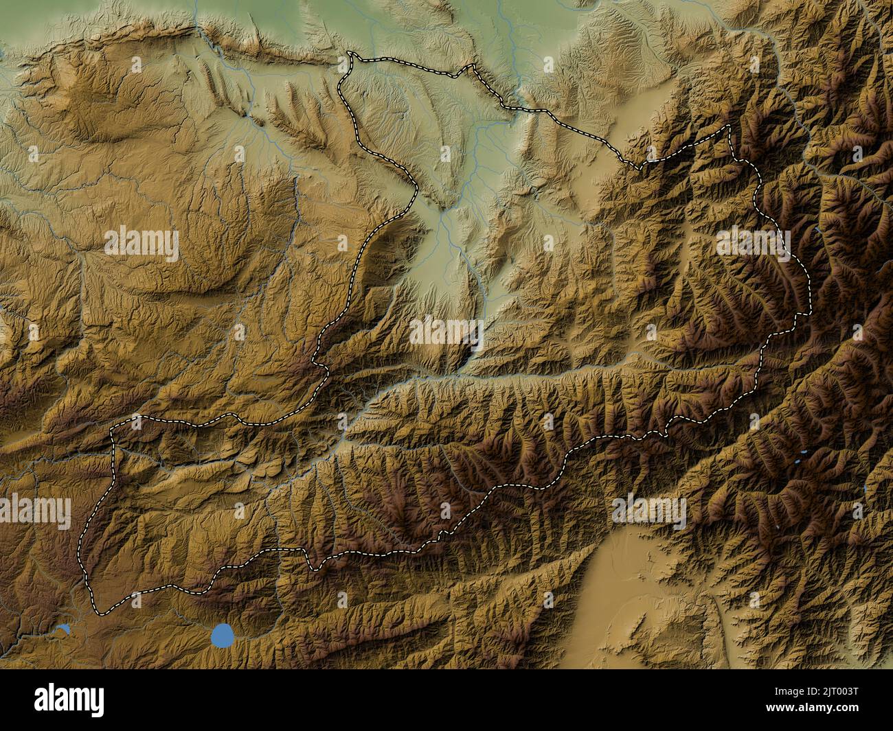 Baghlan, province of Afghanistan. Colored elevation map with lakes and ...