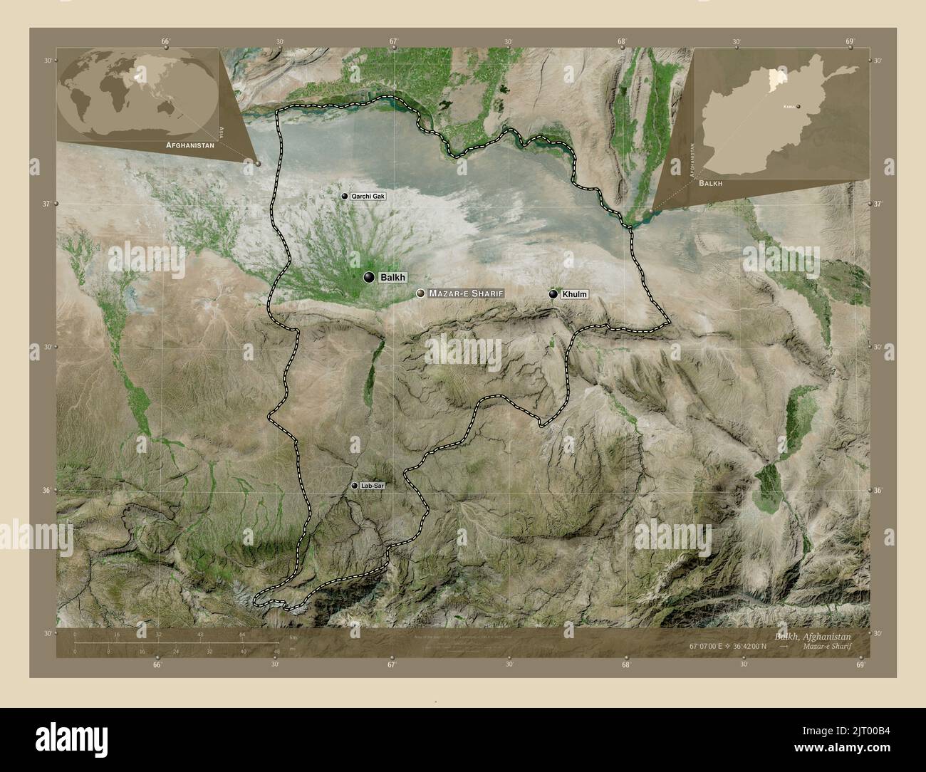 Balkh, province of Afghanistan. High resolution satellite map ...