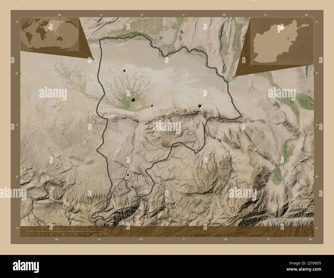 Balkh, province of Afghanistan. Low resolution satellite map. Locations ...