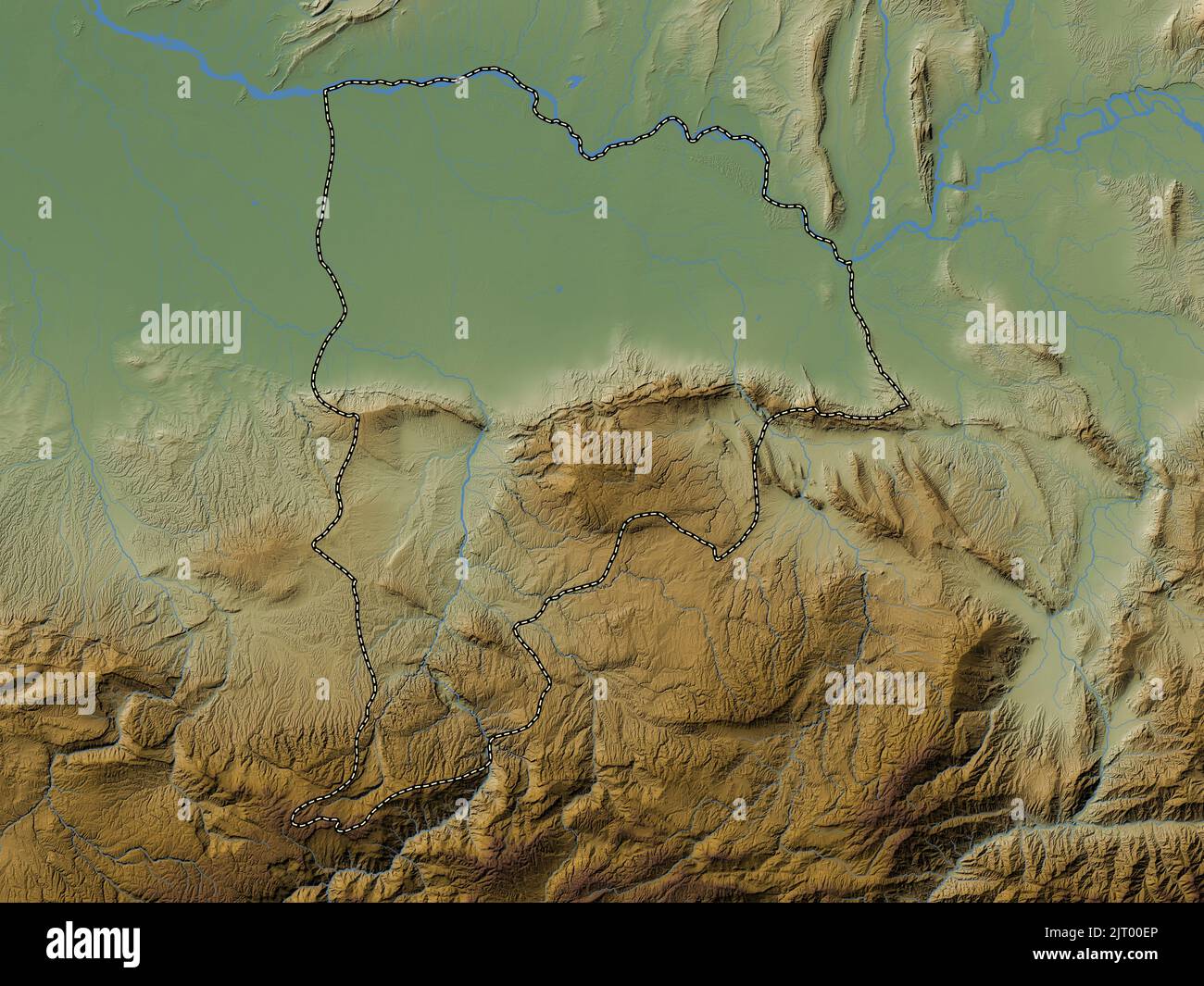 Balkh, province of Afghanistan. Colored elevation map with lakes and ...