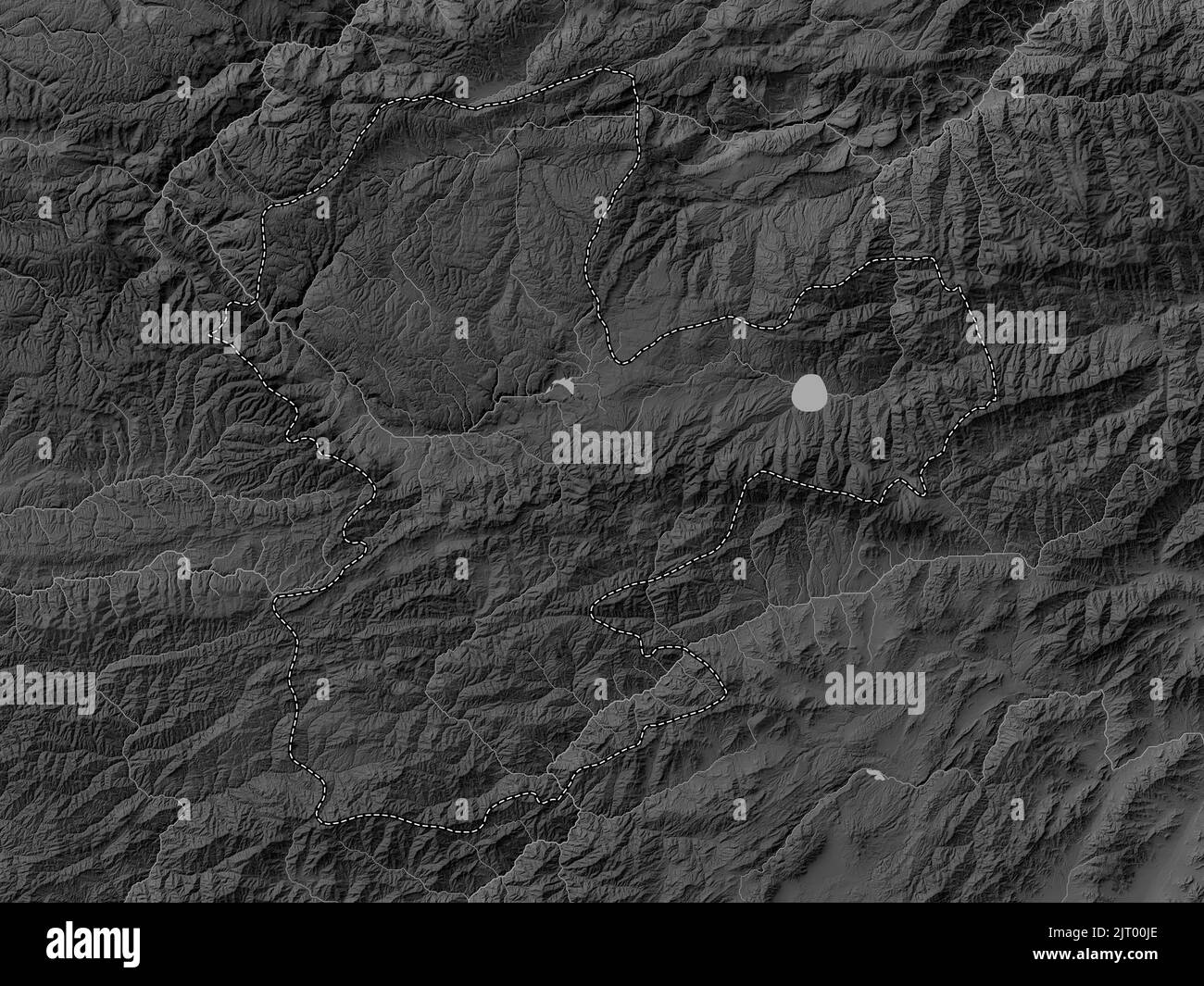 Bamyan, province of Afghanistan. Grayscale elevation map with lakes and ...