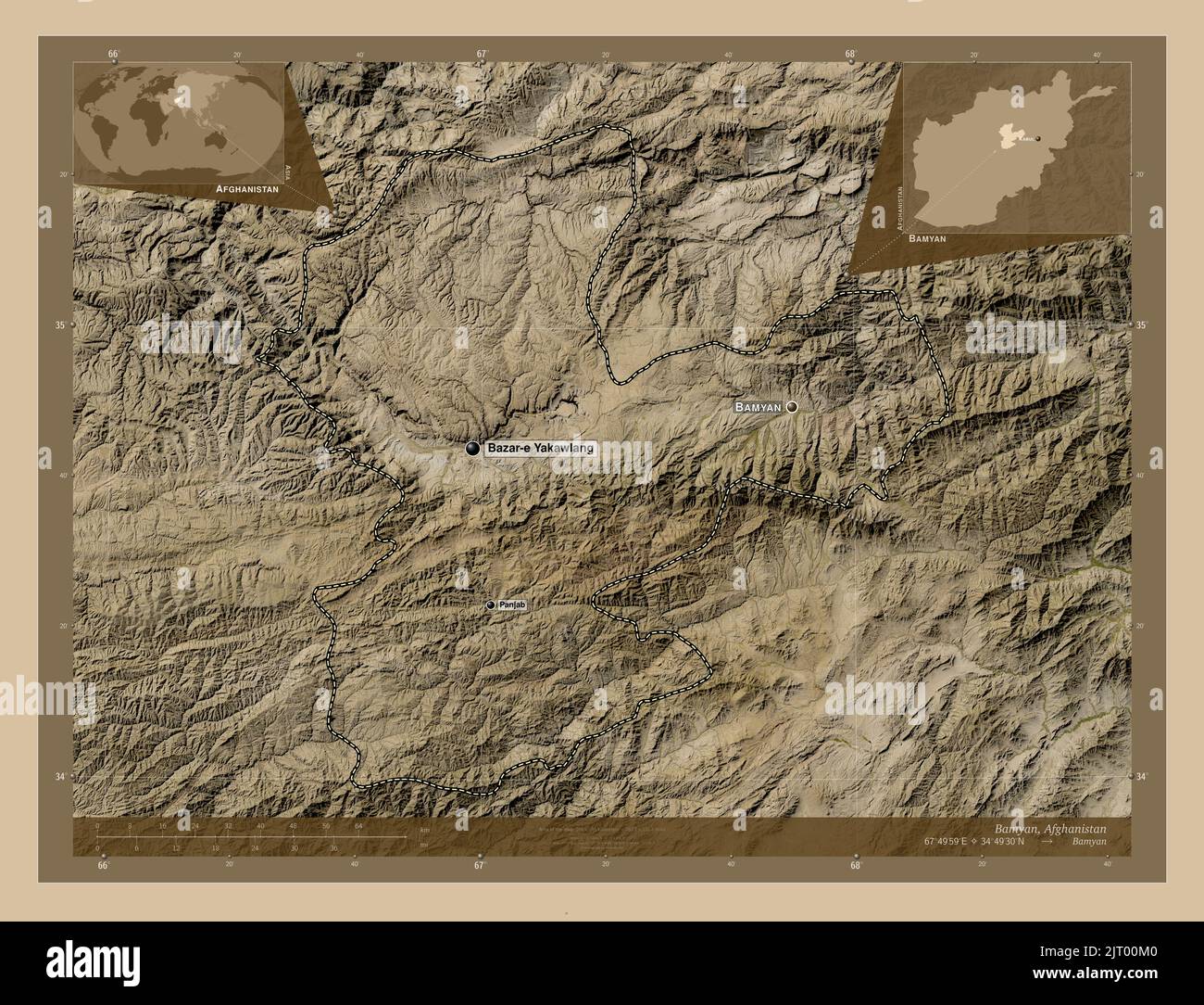 Bamyan, province of Afghanistan. Low resolution satellite map ...