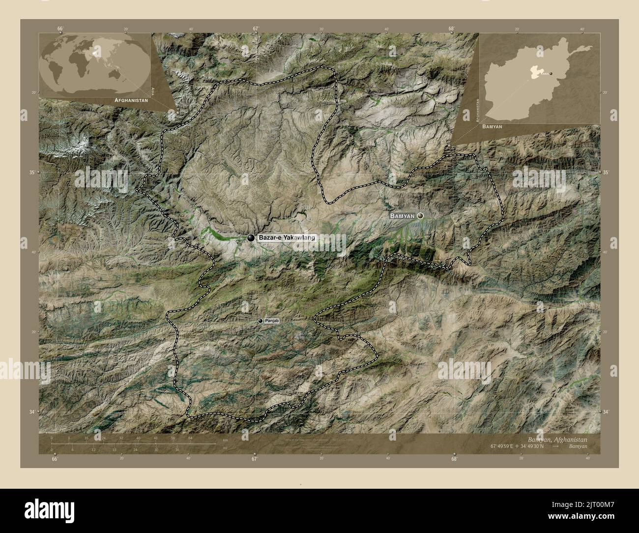 Bamyan Province Of Afghanistan High Resolution Satellite Map Locations And Names Of Major